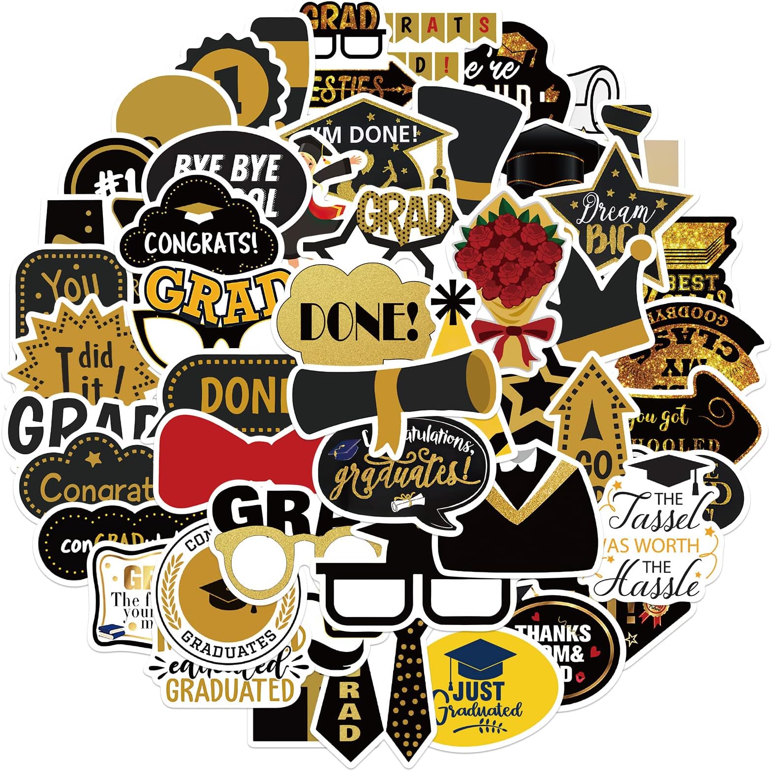 Amazon.com: Pack 50 Pcs Graduation Stickers for Water Bottles ...