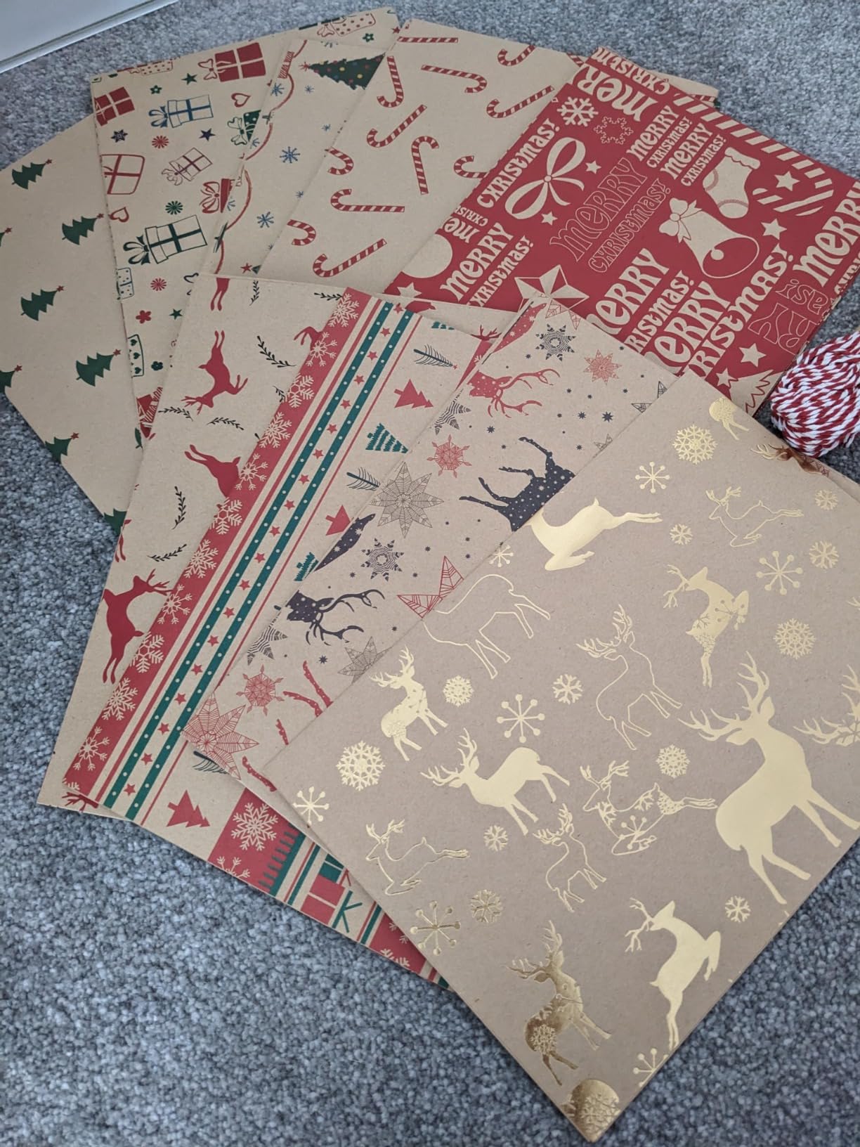 Agoer 10 Vintage Christmas Kraft Wrapping Paper,70 x 50cm Large ...