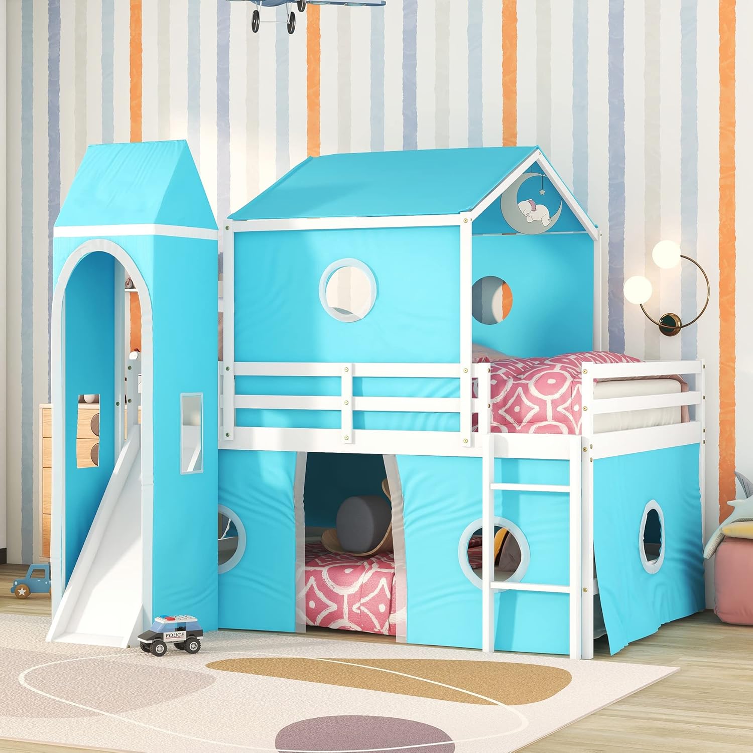Amazon.com: Harper & Bright Designs Full Size Loft Bed with Slide ...