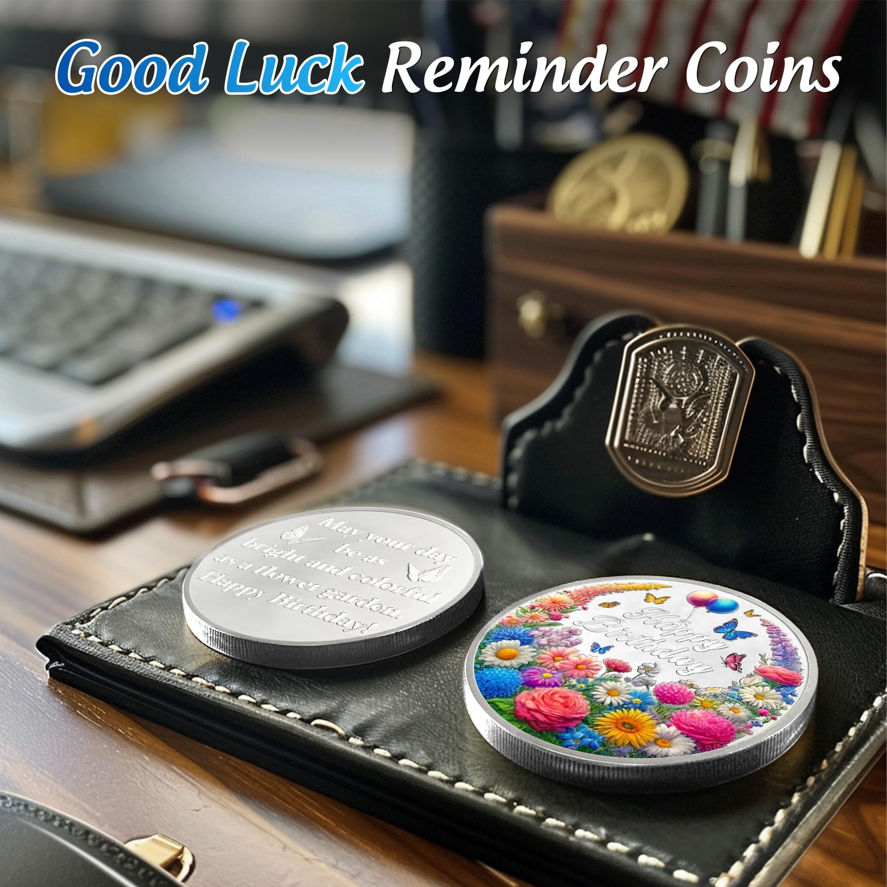 Snapklik.com : Daisy Flower Happy Birthday Coin - Silver Lucky Balloons ...