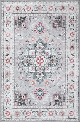 Amazon.com: RoomTalks Washable White Pink Boho Area Rugs 5x7 for ...