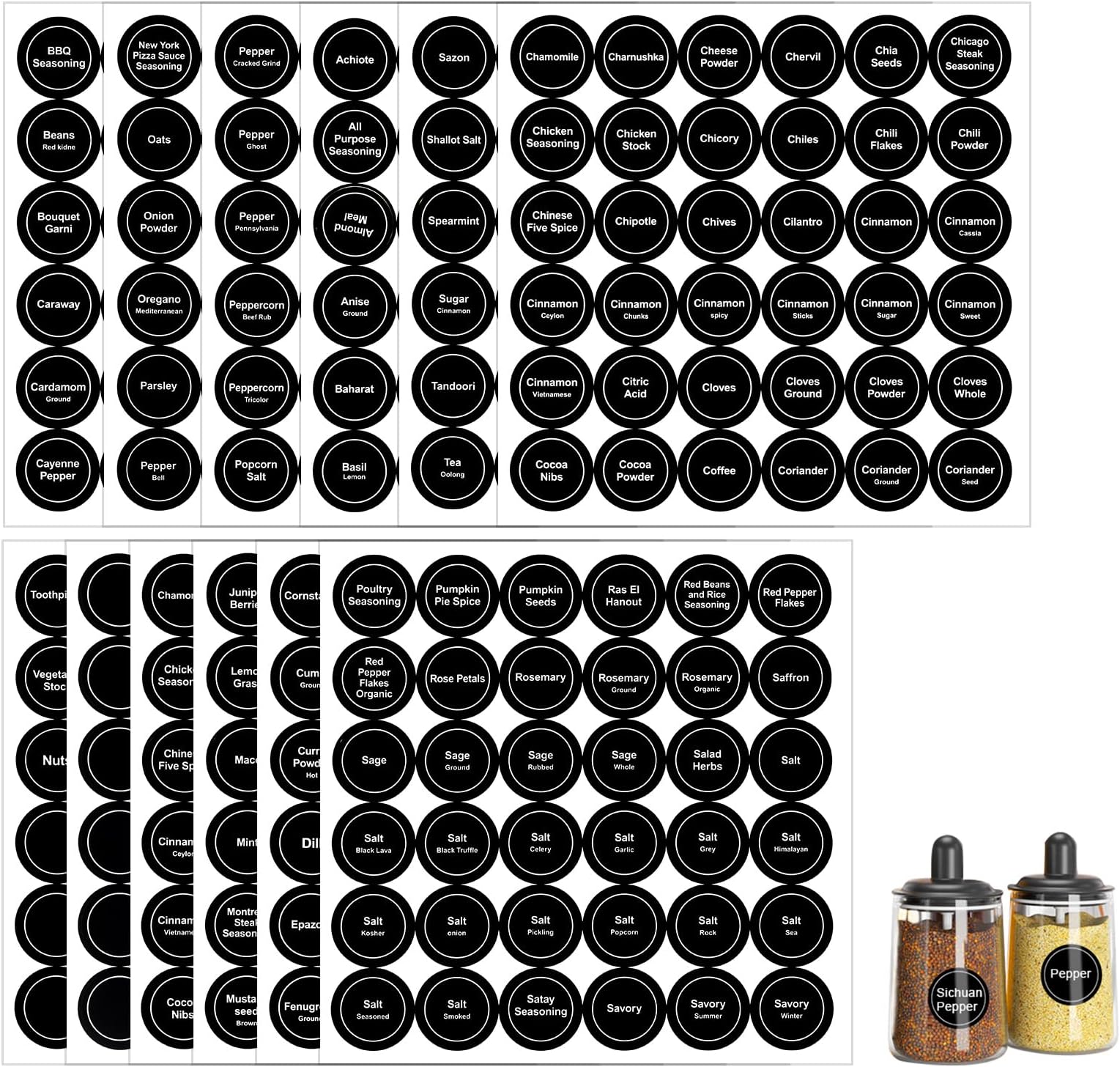 Amazon.com : 433PCS Removable Spice Labels Stickers Set, 378PCS Pre ...