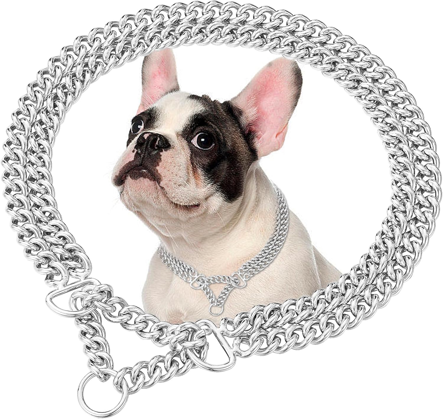 Adjustable Steel Dog Chain Collar,Metal Cuban Link Dog Collar Chew ...