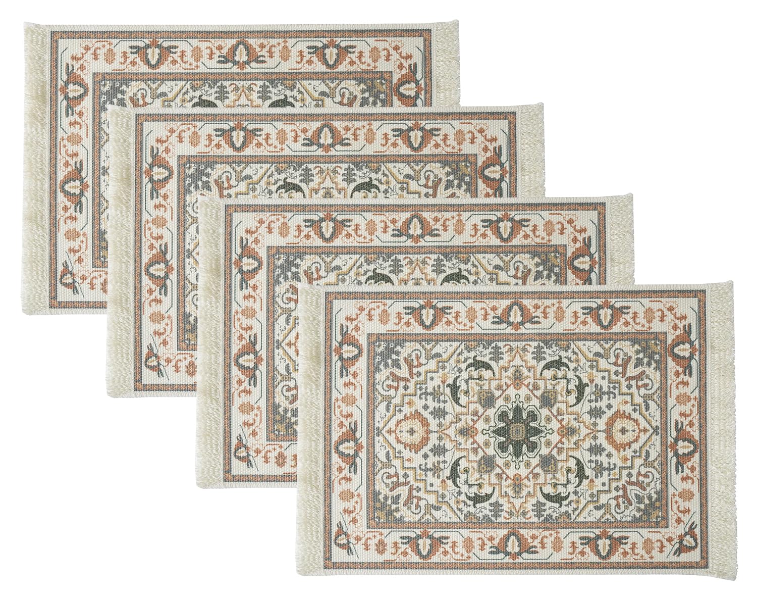 Amazon.com: Fennco Styles Antique Turkish Printed with Fringe Placemats ...