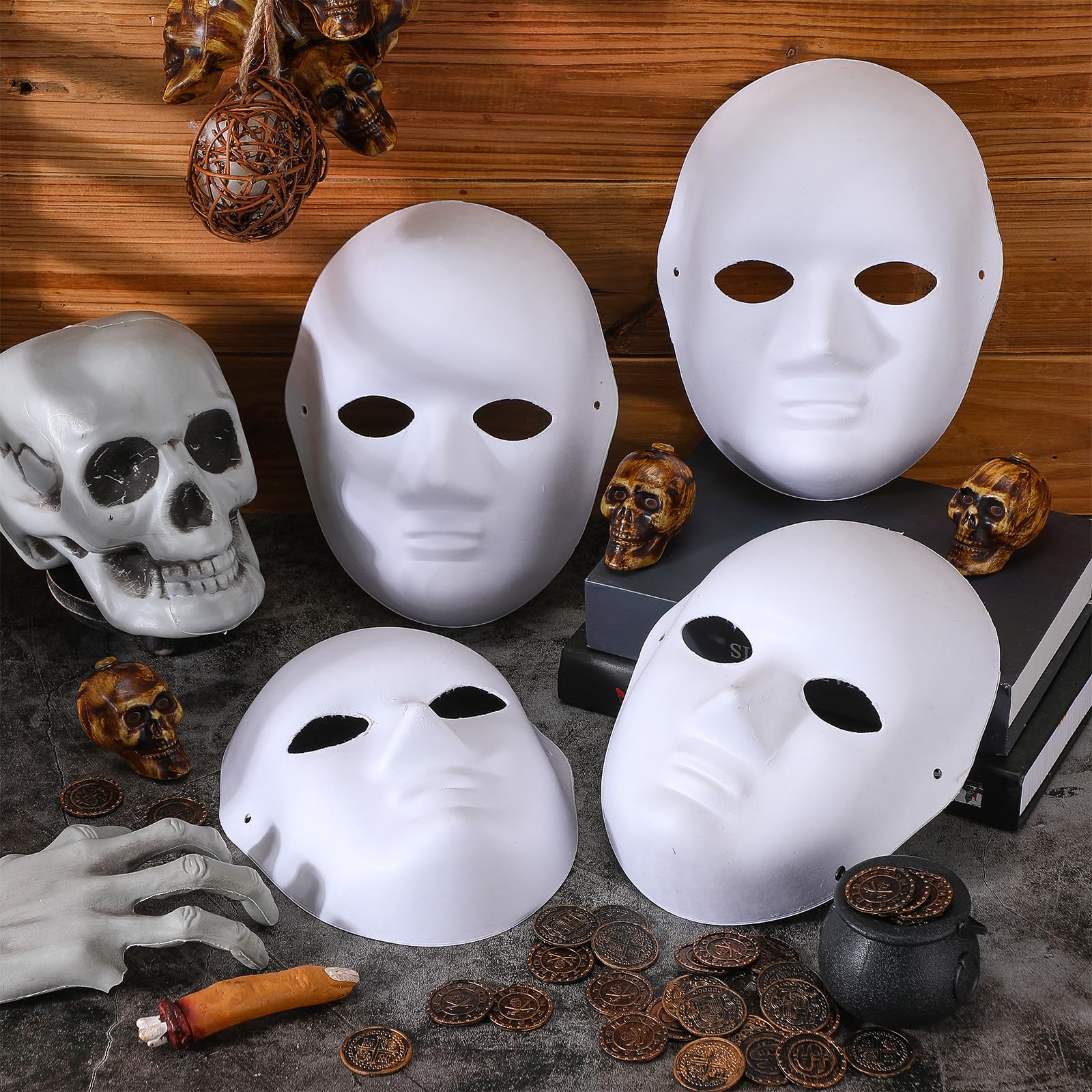 Snapklik.com : Hiboom 80 Pcs DIY Full Face Paper Mache Masks Paintable ...