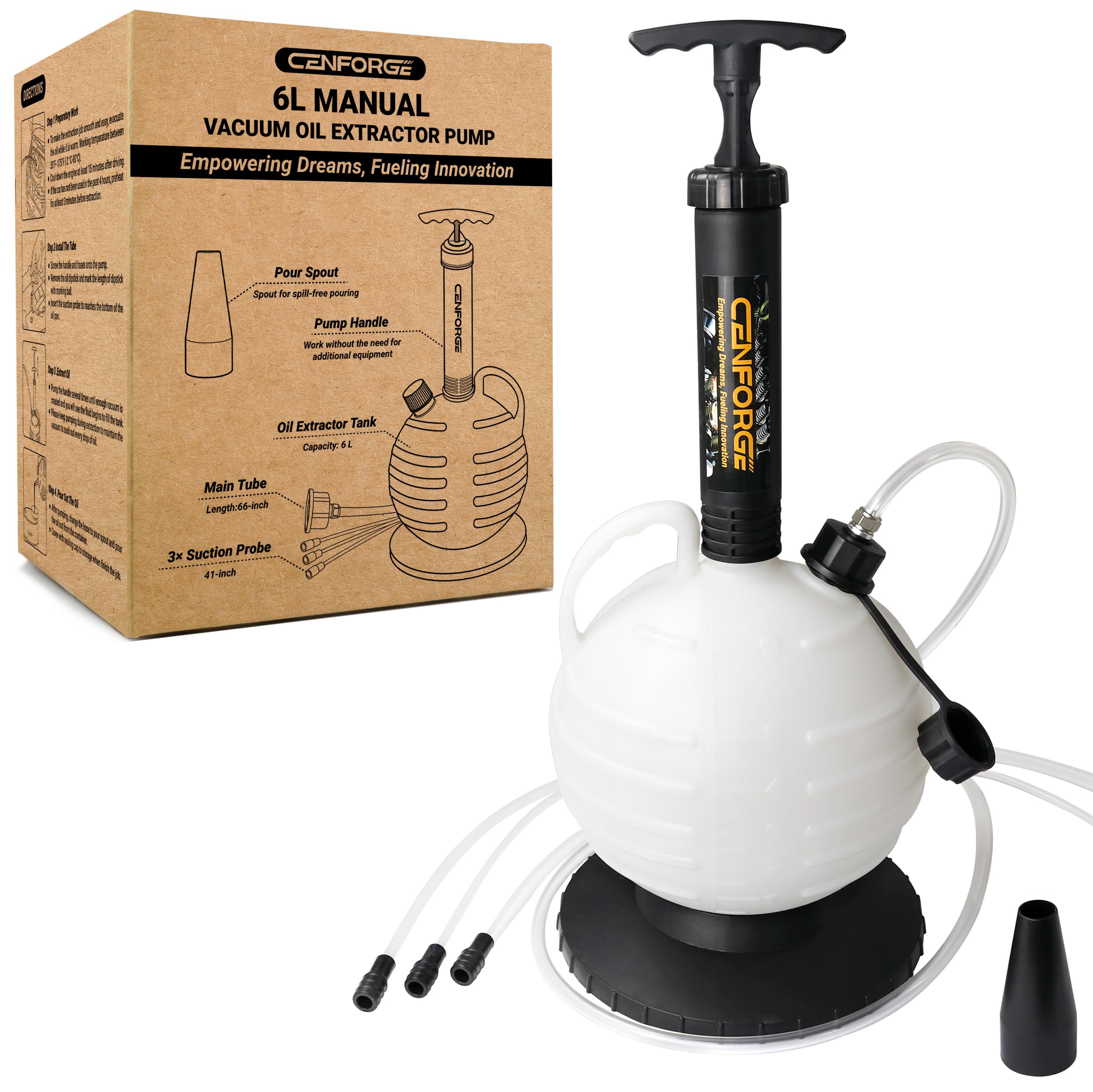 Amazon.com: CENFORGE 6L Manual Vacuum Oil Extractor Pump, Fluid ...