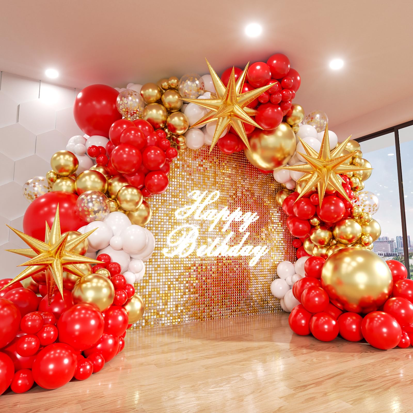 Amazon.com: Red and Gold White Balloon Garland Arch Kit, 187Pcs ...