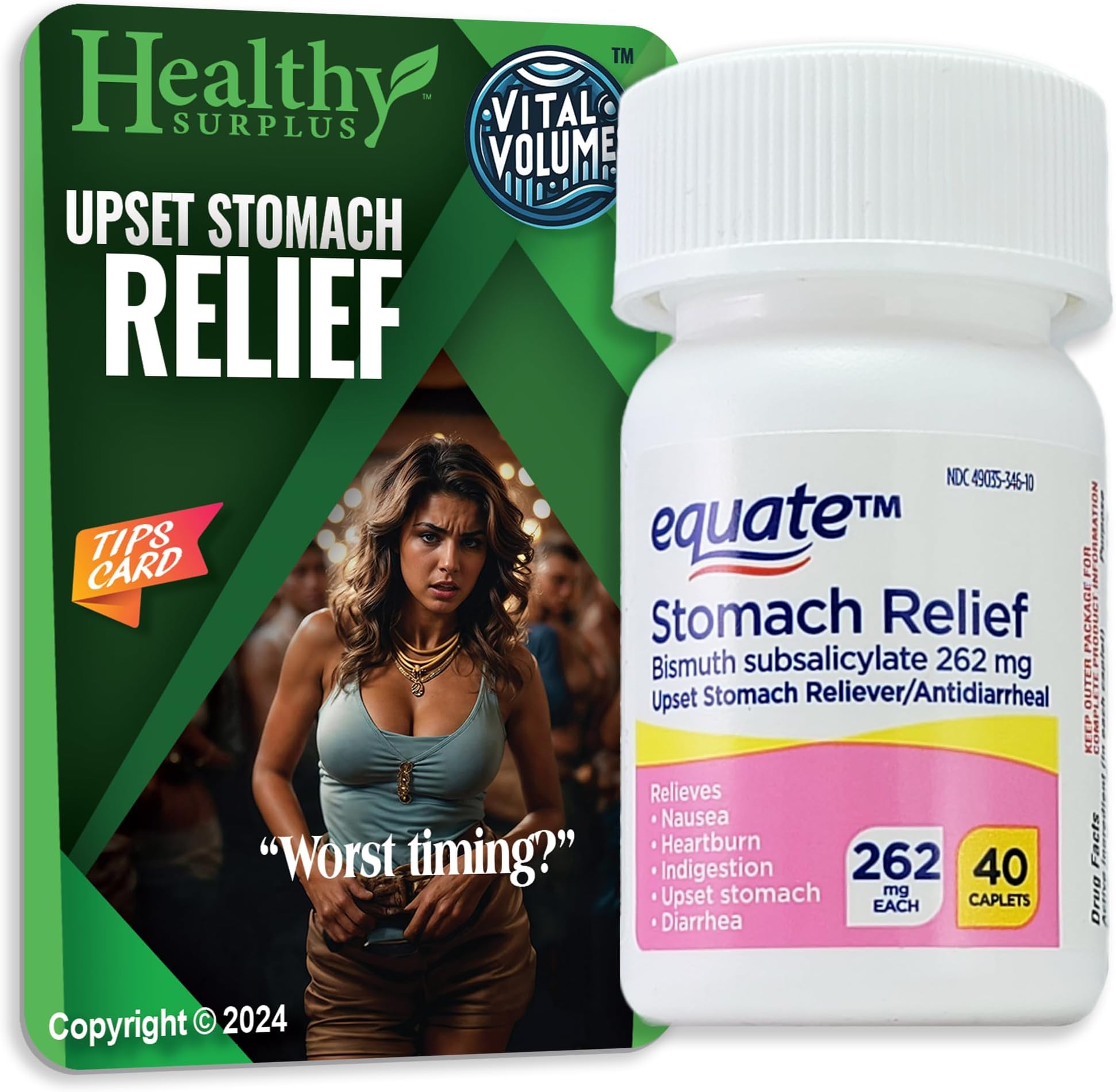 Amazon.com: Healthy Surplus Equate Stomach Relief 262 mg 40 Caplets and ...