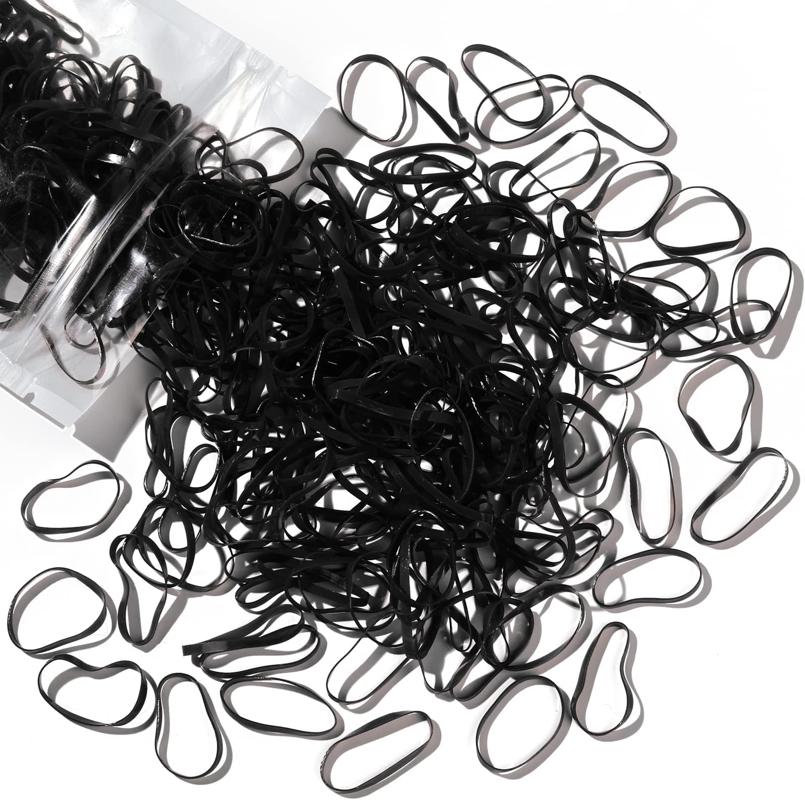 Amazon.com : Teenitor Black Hair Elastics,300 Rubber Bands Soft Elastic ...