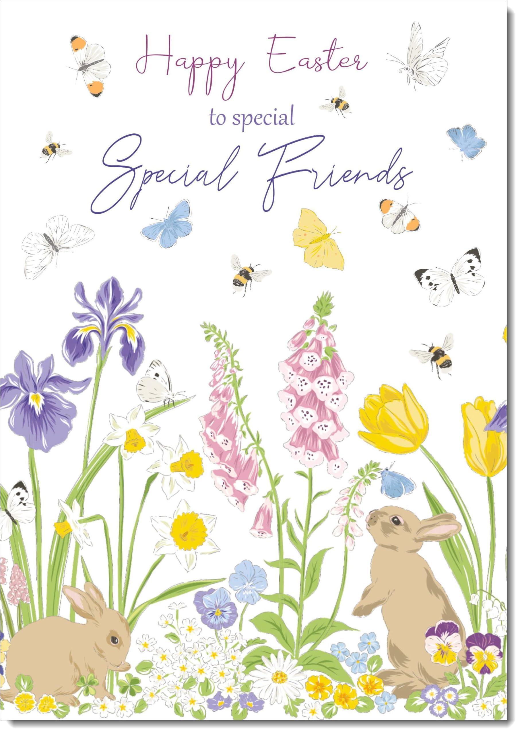 doodlecards Special Friends Easter Card Spring Flowers with Bunnies ...