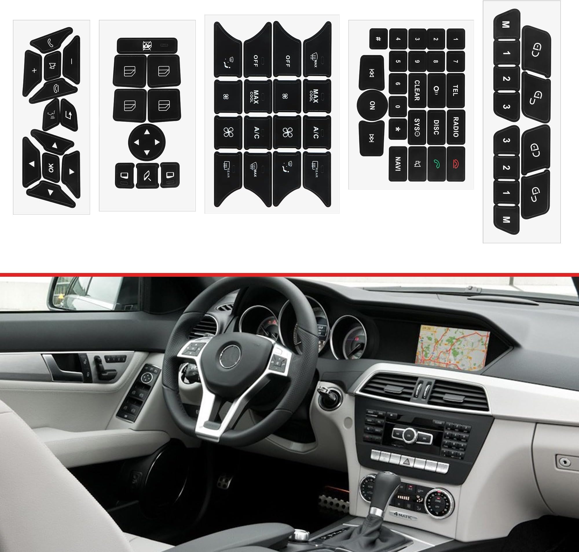 Amazon.com: Moonlinks Steering Wheel Button Trim Sticker Compatible ...