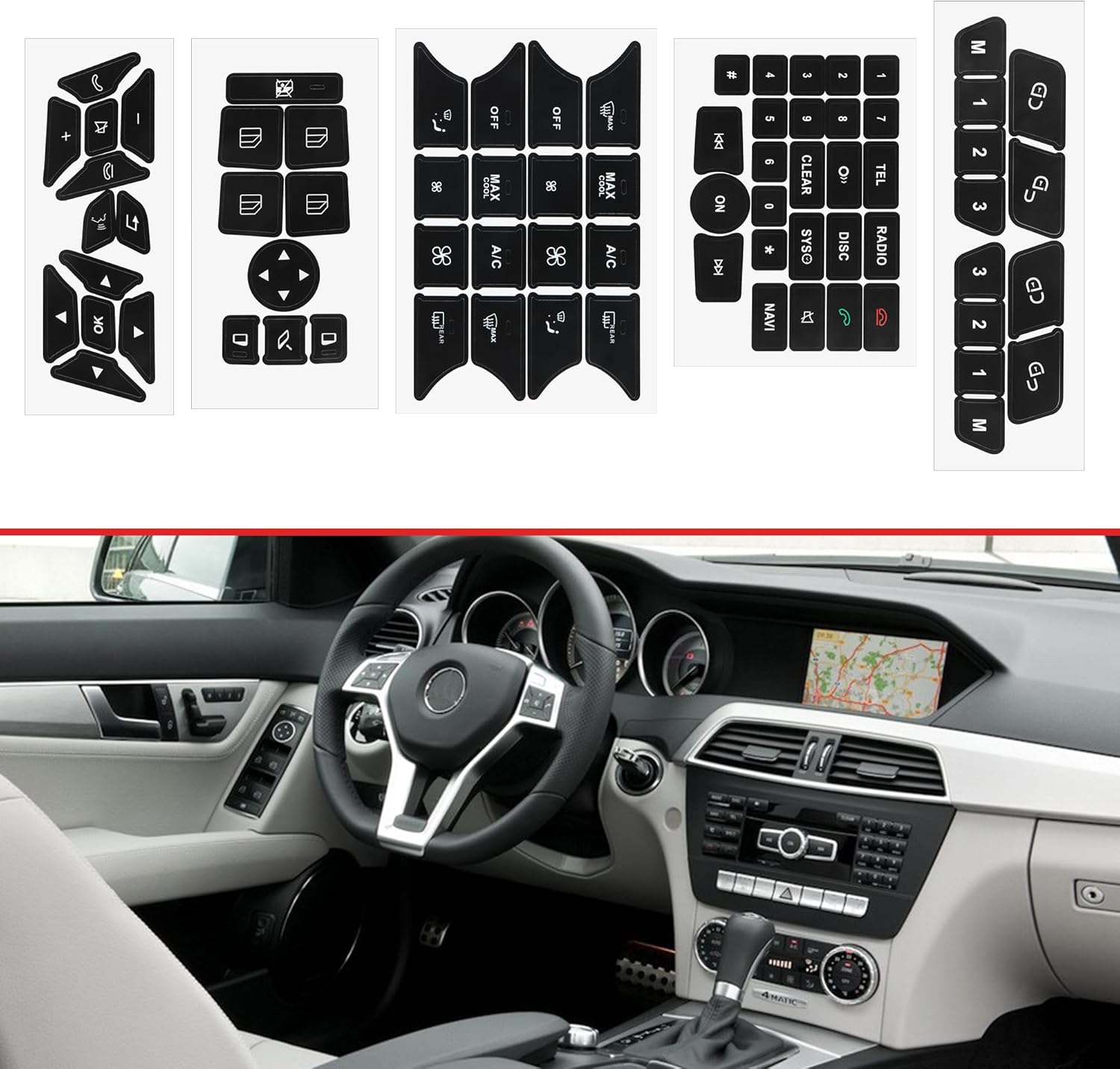 Amazon.com - RDBS Car Interior Button Stickers Fit for Mercedes Benz ...