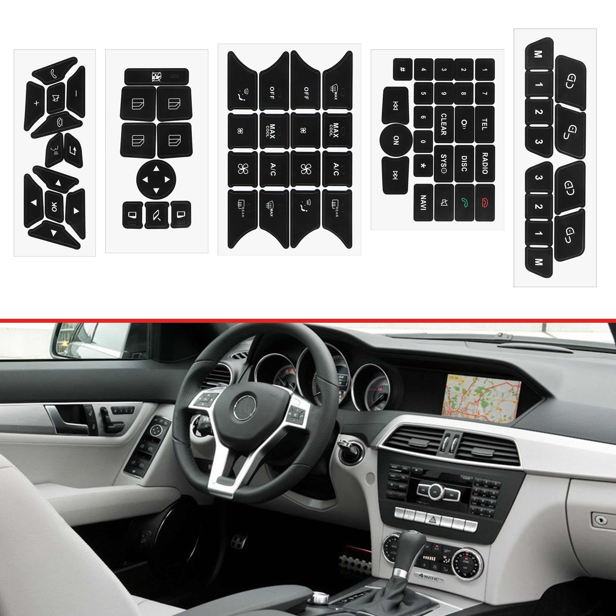 Amazon.com - RDBS Car Interior Button Stickers Fit for Mercedes Benz ...