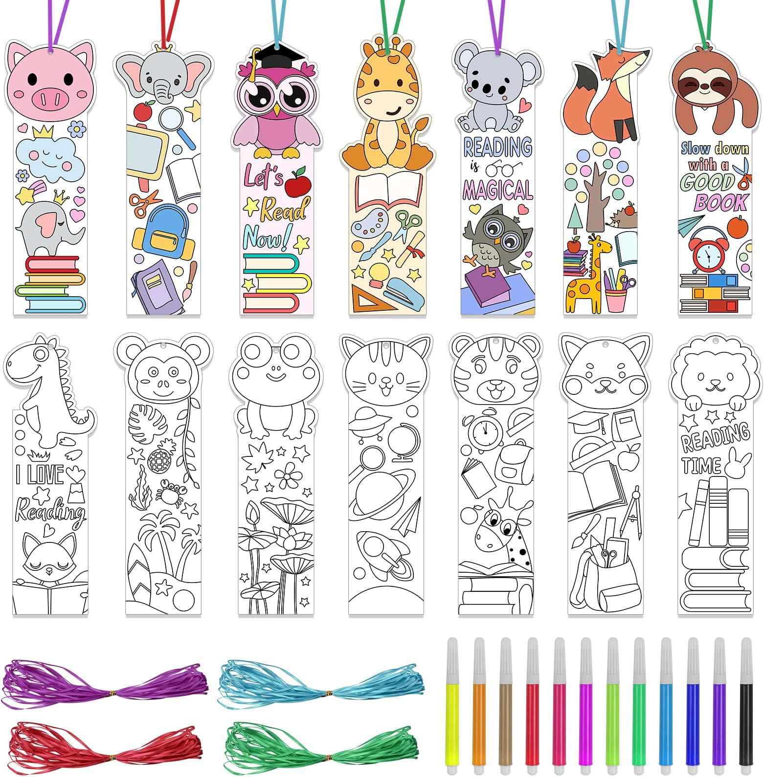 Amazon.com: Haooryx 75Pcs Easter Color Your Own Bookmarks, Funny Bunny ...