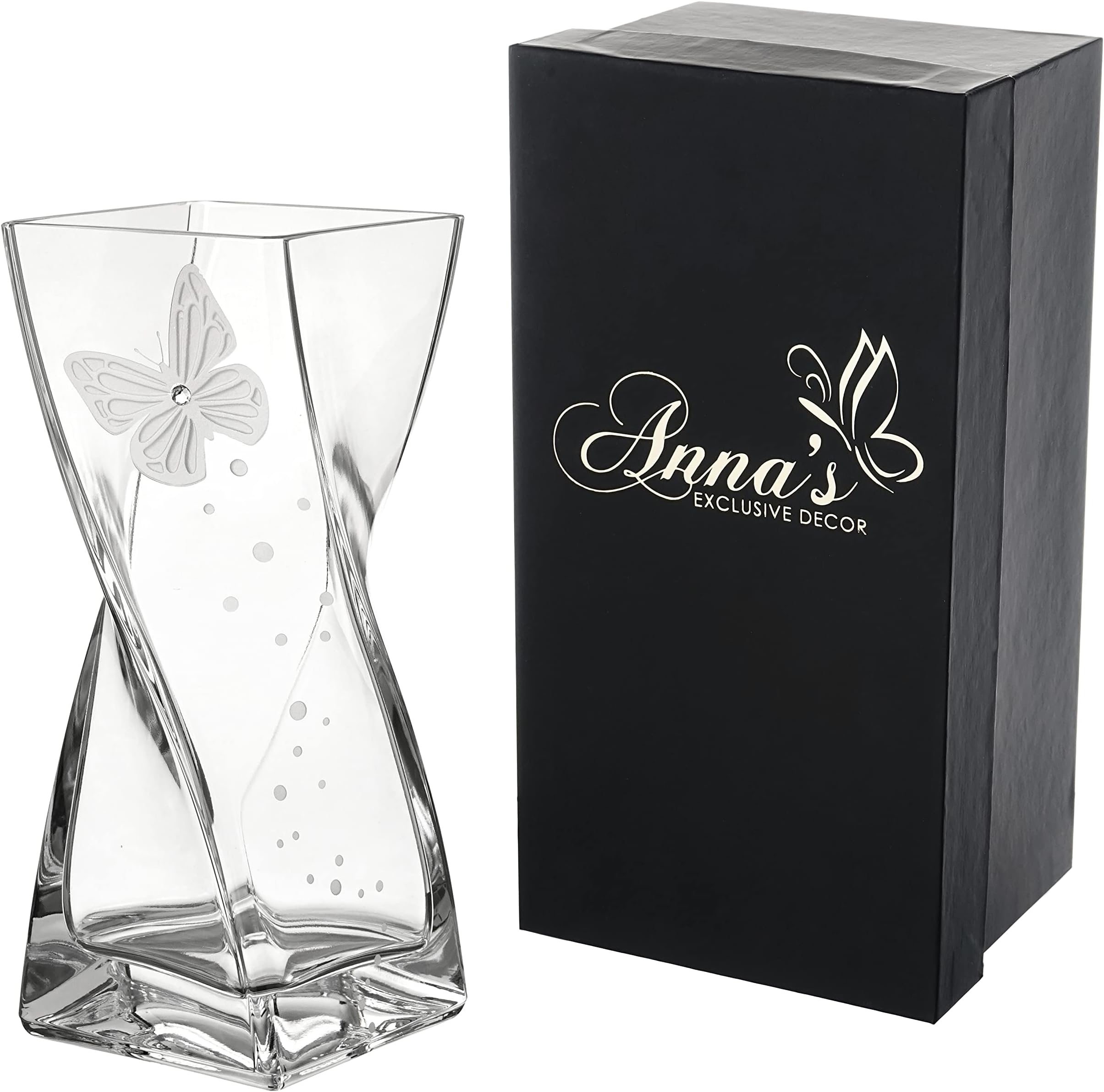Amazon.com: Butterfly Vase - Handmade Glass Vase Decorated with ...