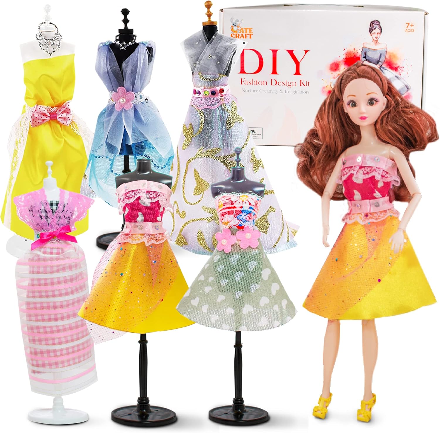 Amazon.com: Fashion Designer Kit for Girls with a Doll and 2 Mannequins ...