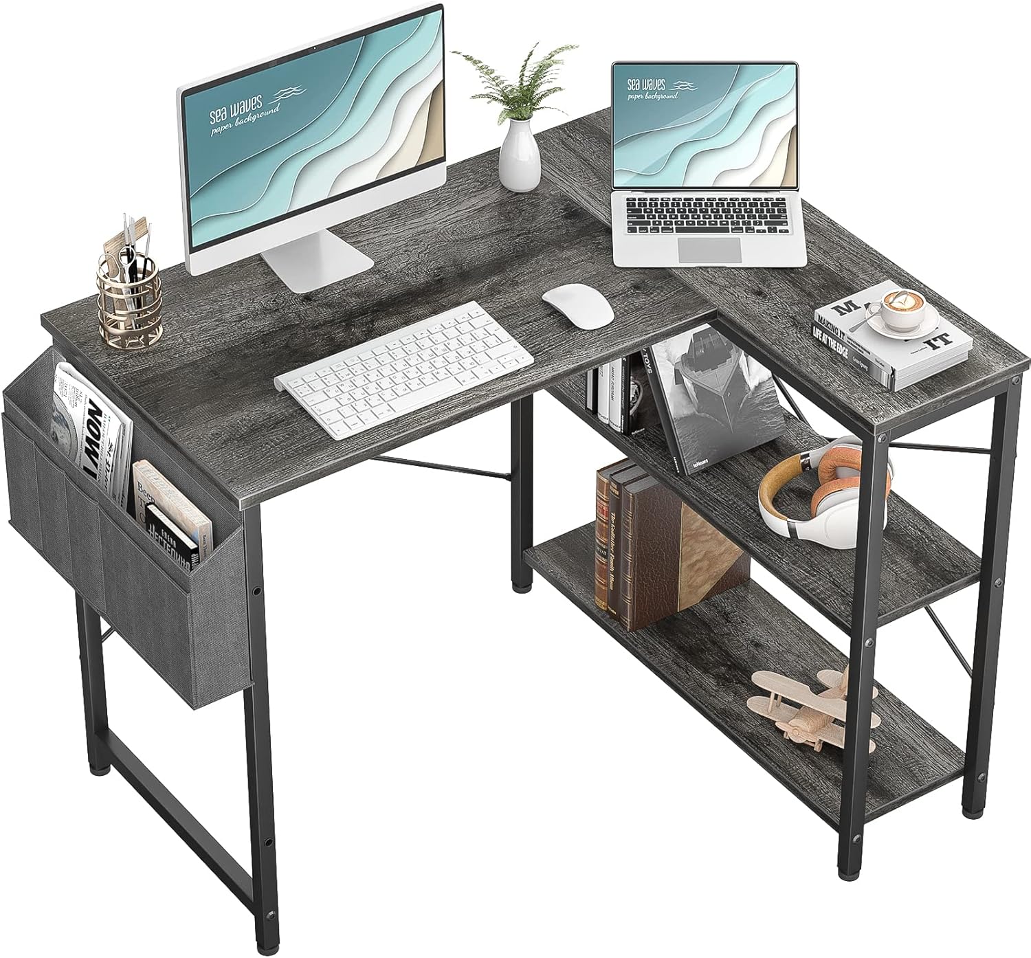 Amazon.com: Homieasy Small Computer Desk, 39 Inch L-Shaped Corner Desk ...