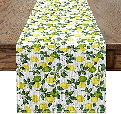 Amazon.com: WHOMEAF Capri Blue Lemon Table Runner Italy Tile Burlap ...