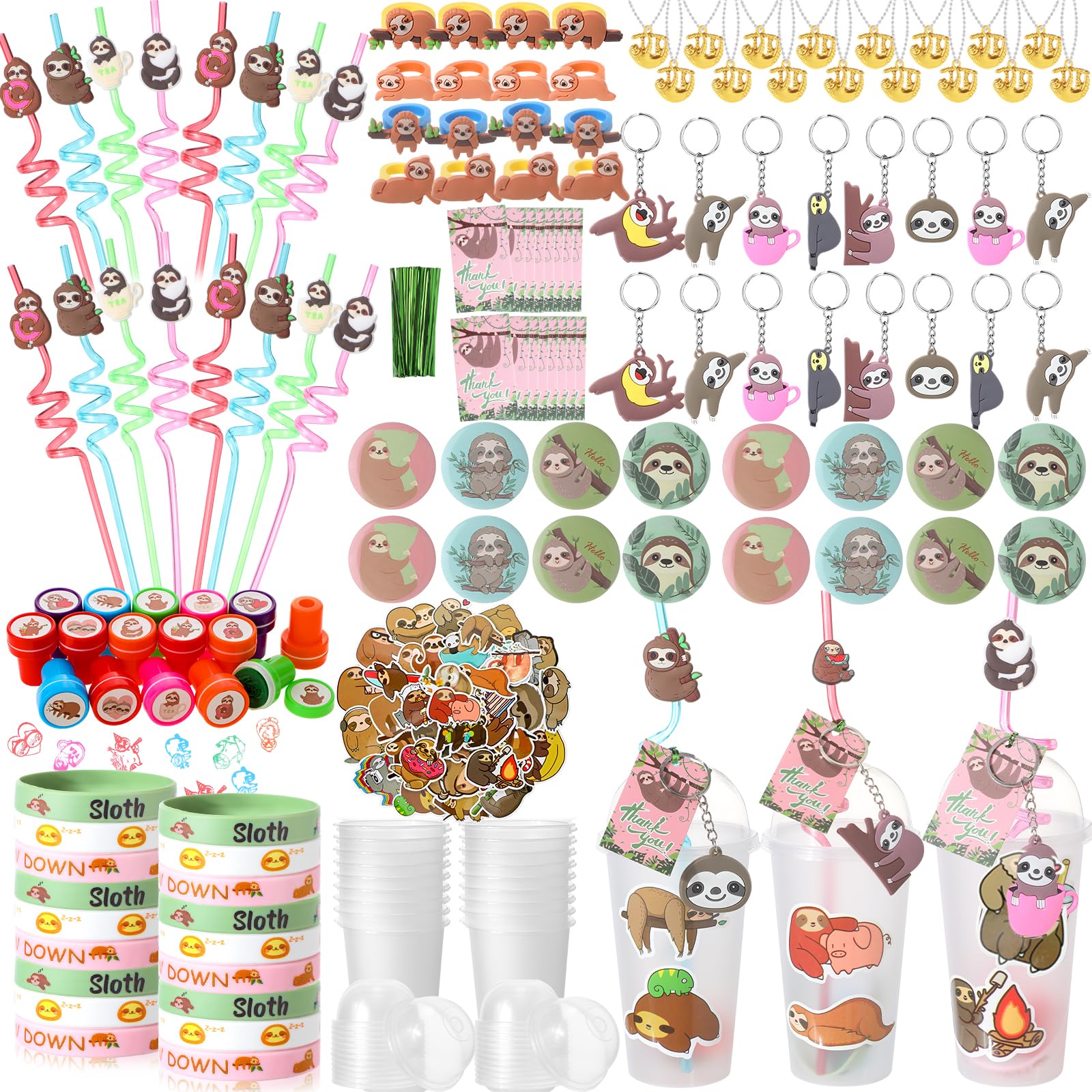 Amazon.com: Chivertion 195 Pcs Sloth Birthday Party Favors for 16 ...