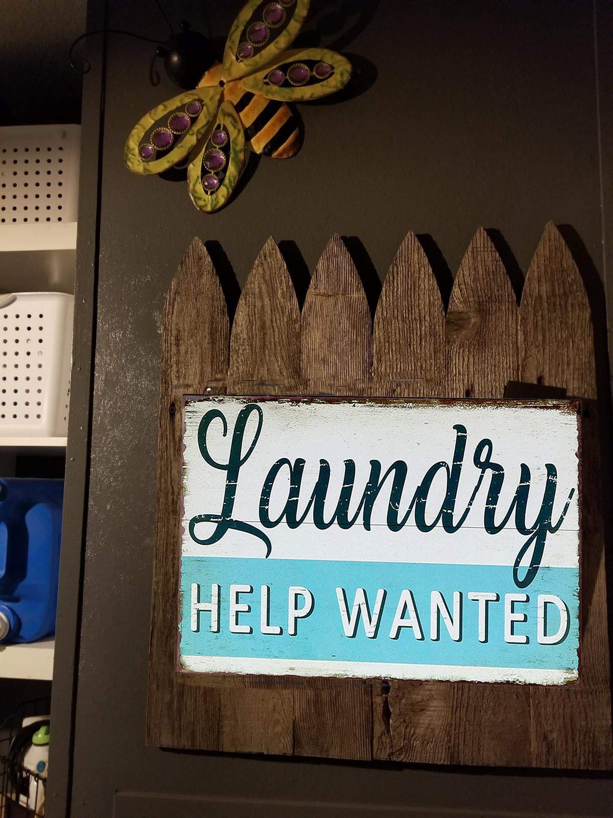 PXIYOU Laundry Help Wanted Vintage Farmhouse Laundry Room Sign Country ...