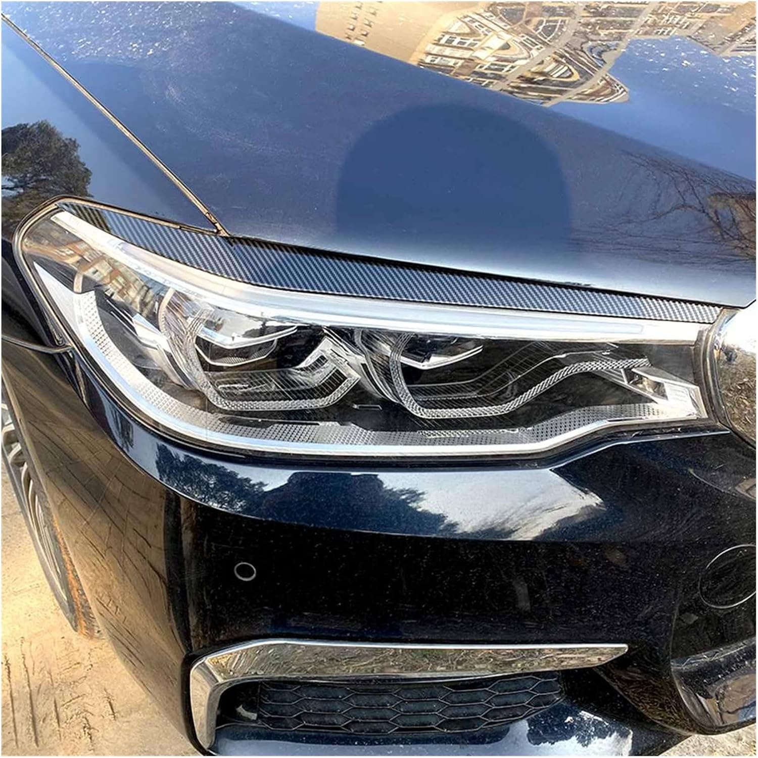 Amazon.co.jp: Eyelid Cover Car Headlamp Eyebrow Trim 2pcs 5 Series G30 ...
