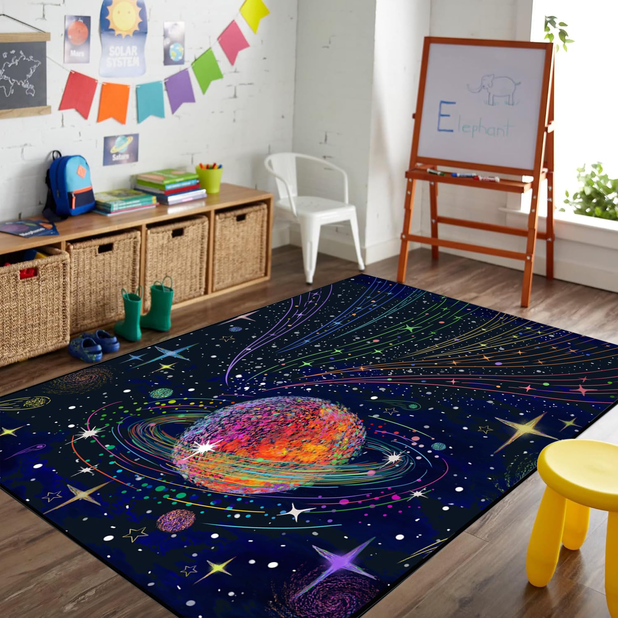 Amazon.com: EDGZKO Galaxy Rugs for Kids Bedroom: 47" X 31" Dark Blue ...