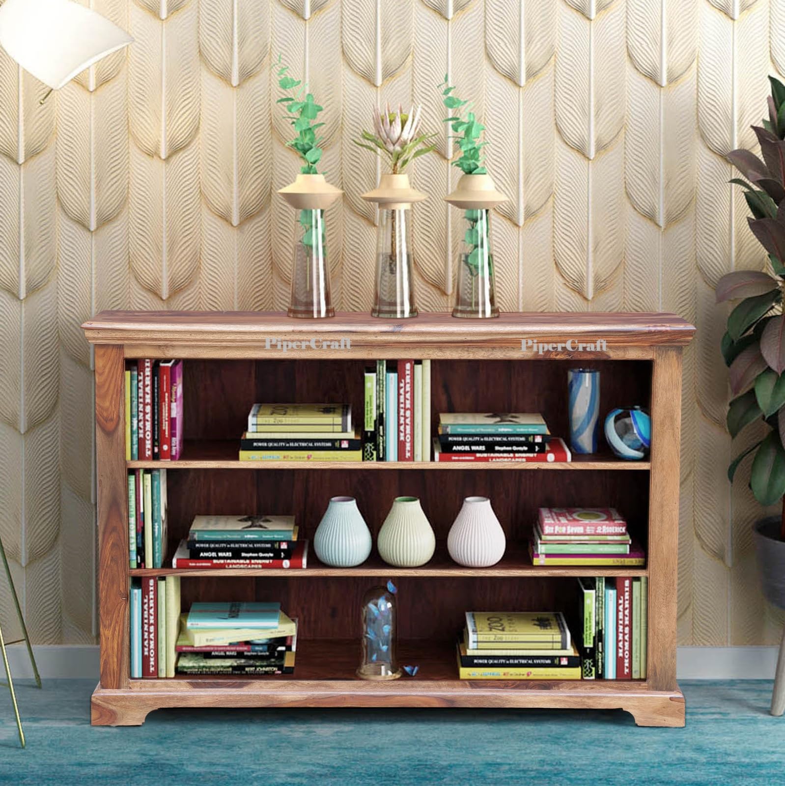 Buy PIPERCRAFTS® Sheesham Wood Solid Wood Open Book Shelf Display and ...