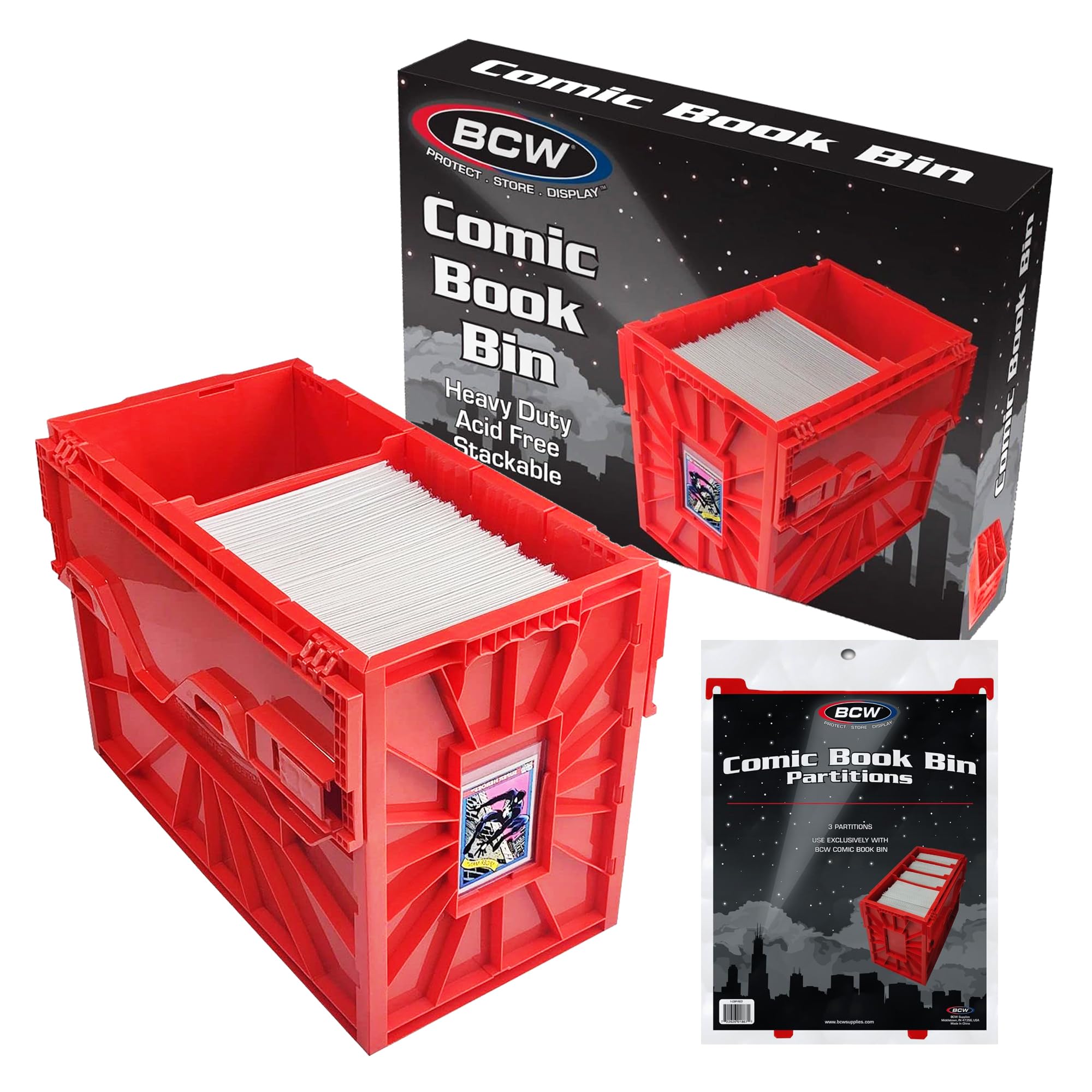 Amazon.com : BCW Short Comic Book Bin & Extra Partitions Bundle (4 ...