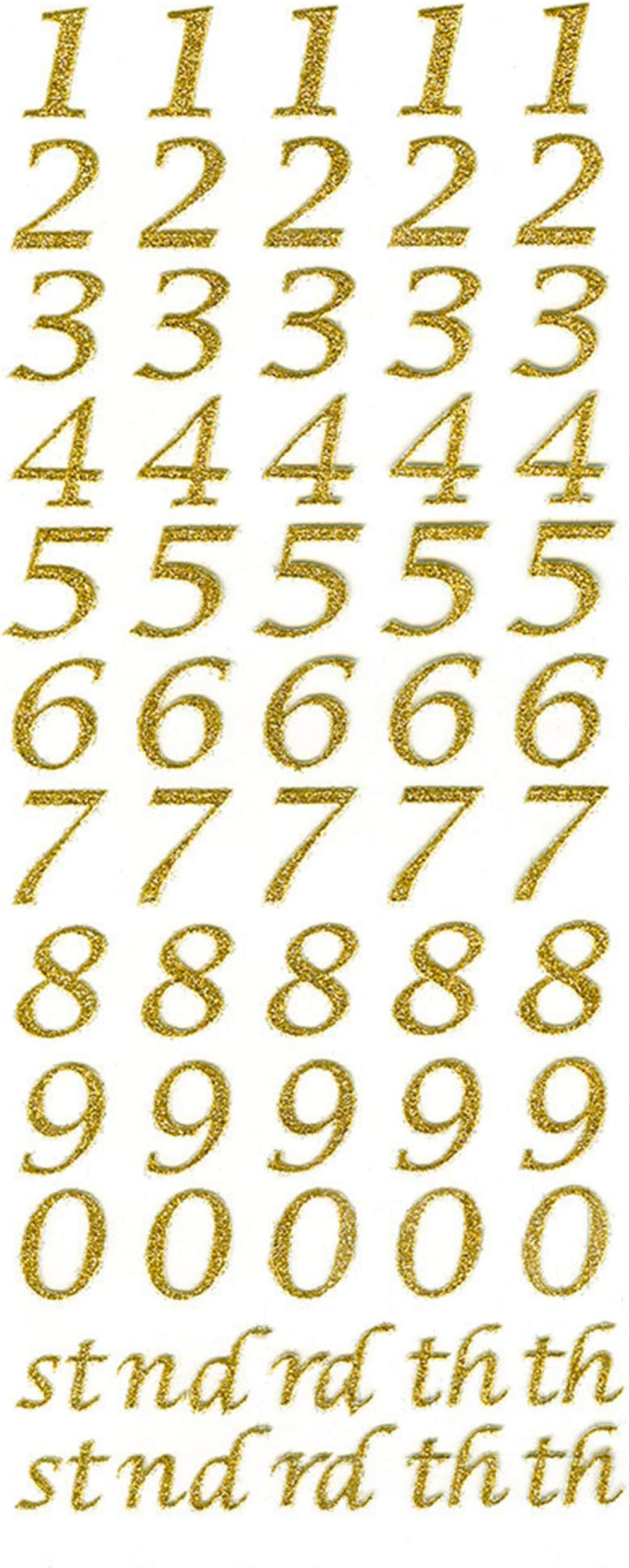 Glitterati 54 GOLD Glittery Self Adhesive NUMBER Stickers : Amazon.co ...