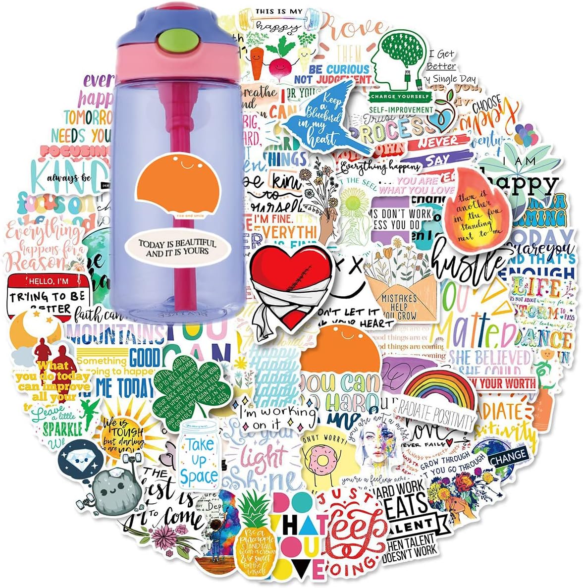 Amazon.com: 100 Pcs Inspirational Words Stickers for Water Bottles ...