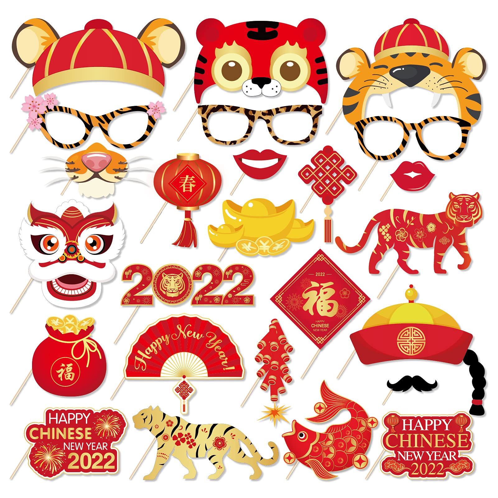 Buy LJCL 25pcs Chinese New Year Photo Booth Props Kit Happy Chinese buy-ljcl-25pcs-chinese-new-year-photo-booth-props-kit-happy-chinese