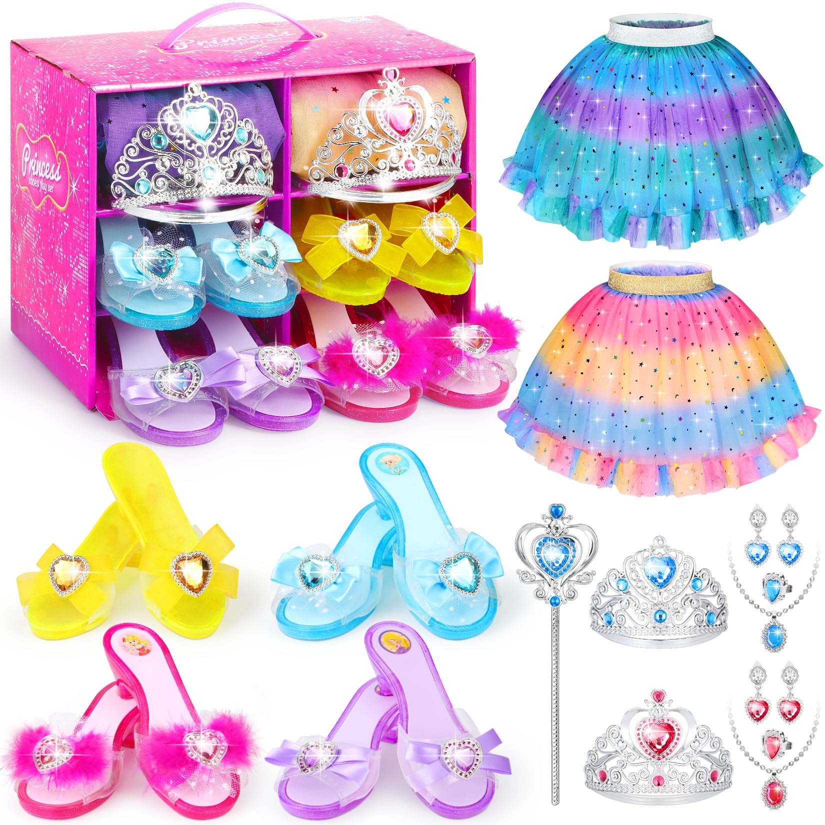 Amazon.com: Princess Dress Up Shoes Set for Girls 4-6, Girls Role Play ...