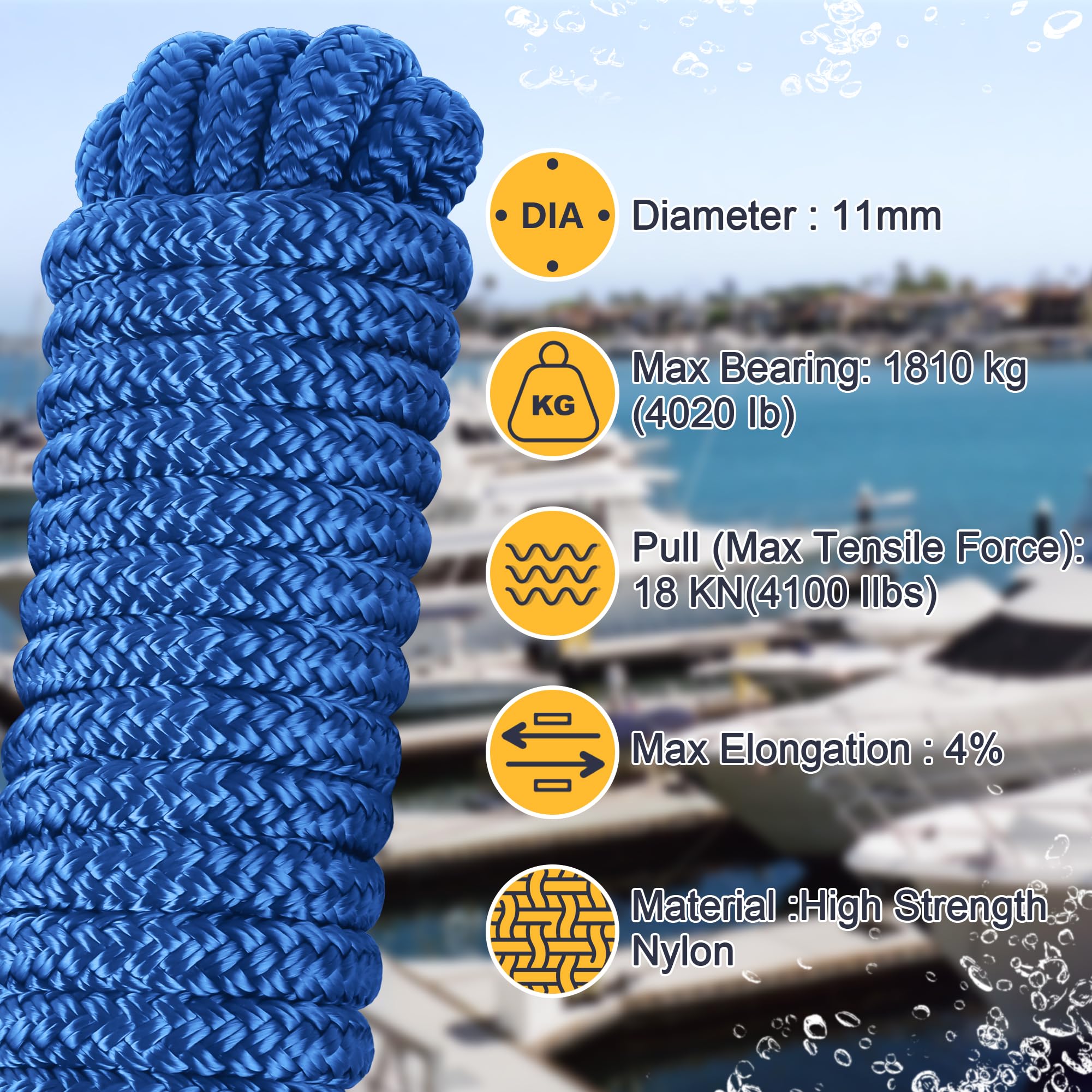 Snapklik.com : AOLEBA Boat Dock Lines 3/8 X 15 Dock Line For Boats ...