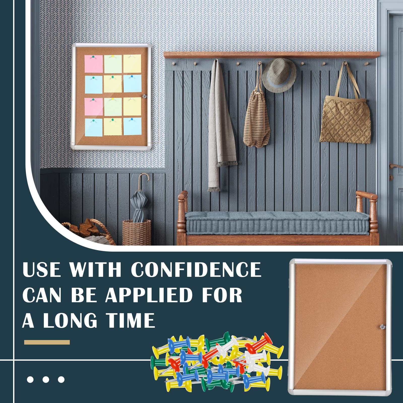 2 Pieces Enclosed Bulletin Board 26 x 20 Inch Lockable Notice Board ...