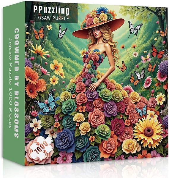Amazon.com: Beauty Flower Woman Puzzle for Adults 1000 Pieces, Colorful ...