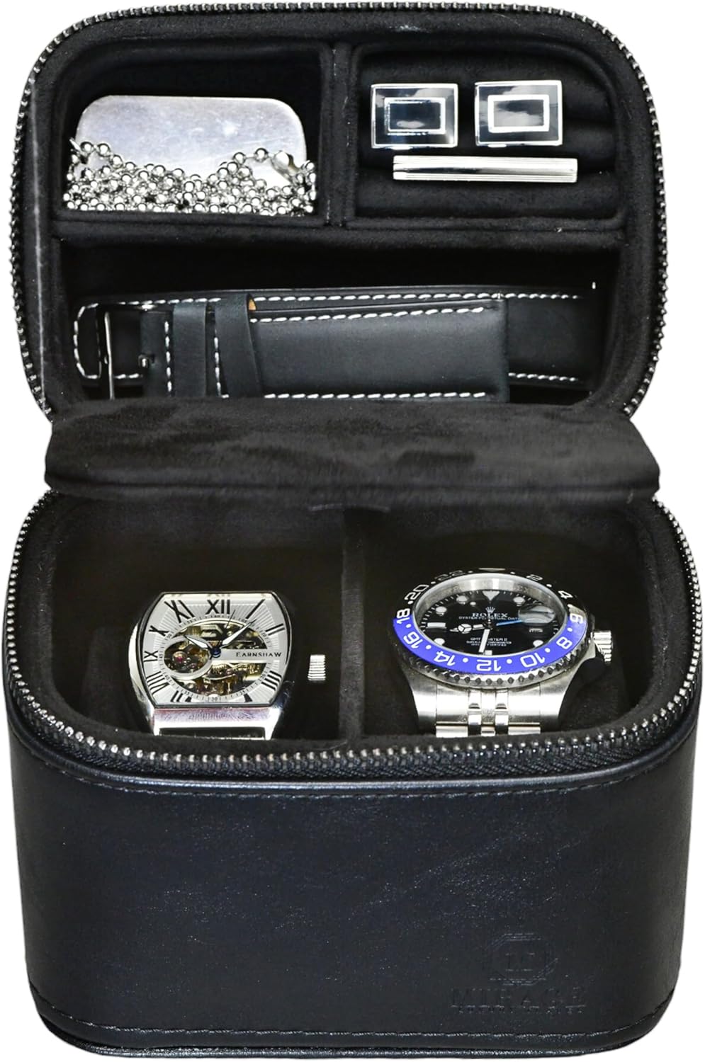 Amazon.com: Leather Travel Watch Jewelry Case for Men – Watch Band ...