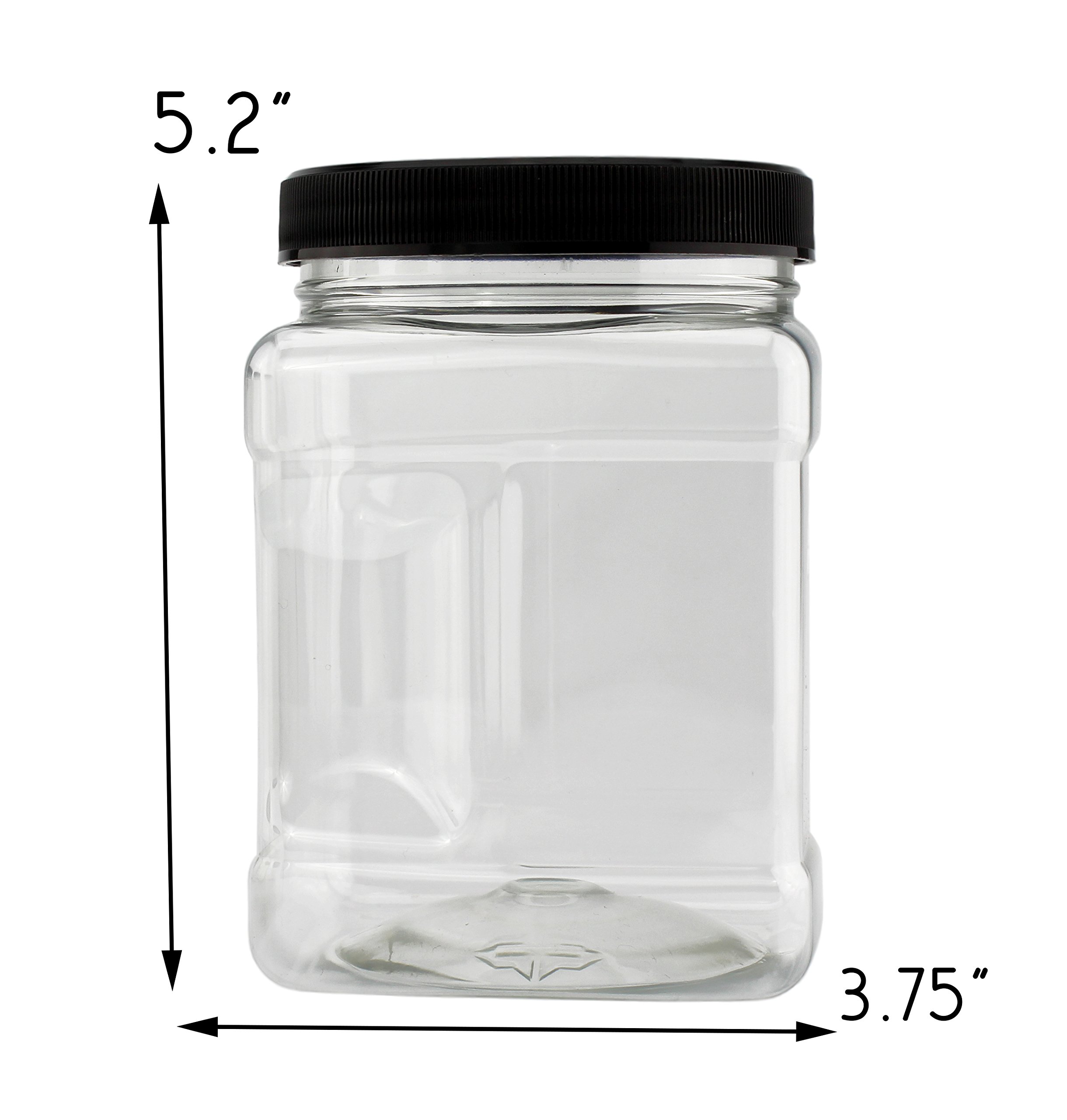 Buy 32oz Square Plastic Jars (4-Pack, Quart); Clear Rectangular 4-Cup ...