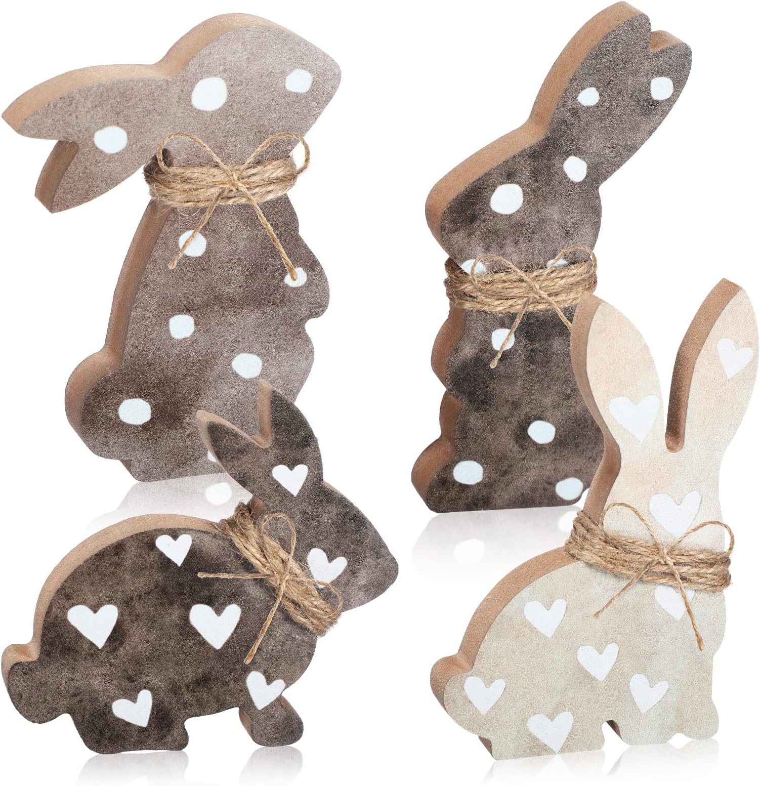 Amazon.com: 4 Pieces Easter Bunny Wooden Sign, Bunny Shape Easter ...