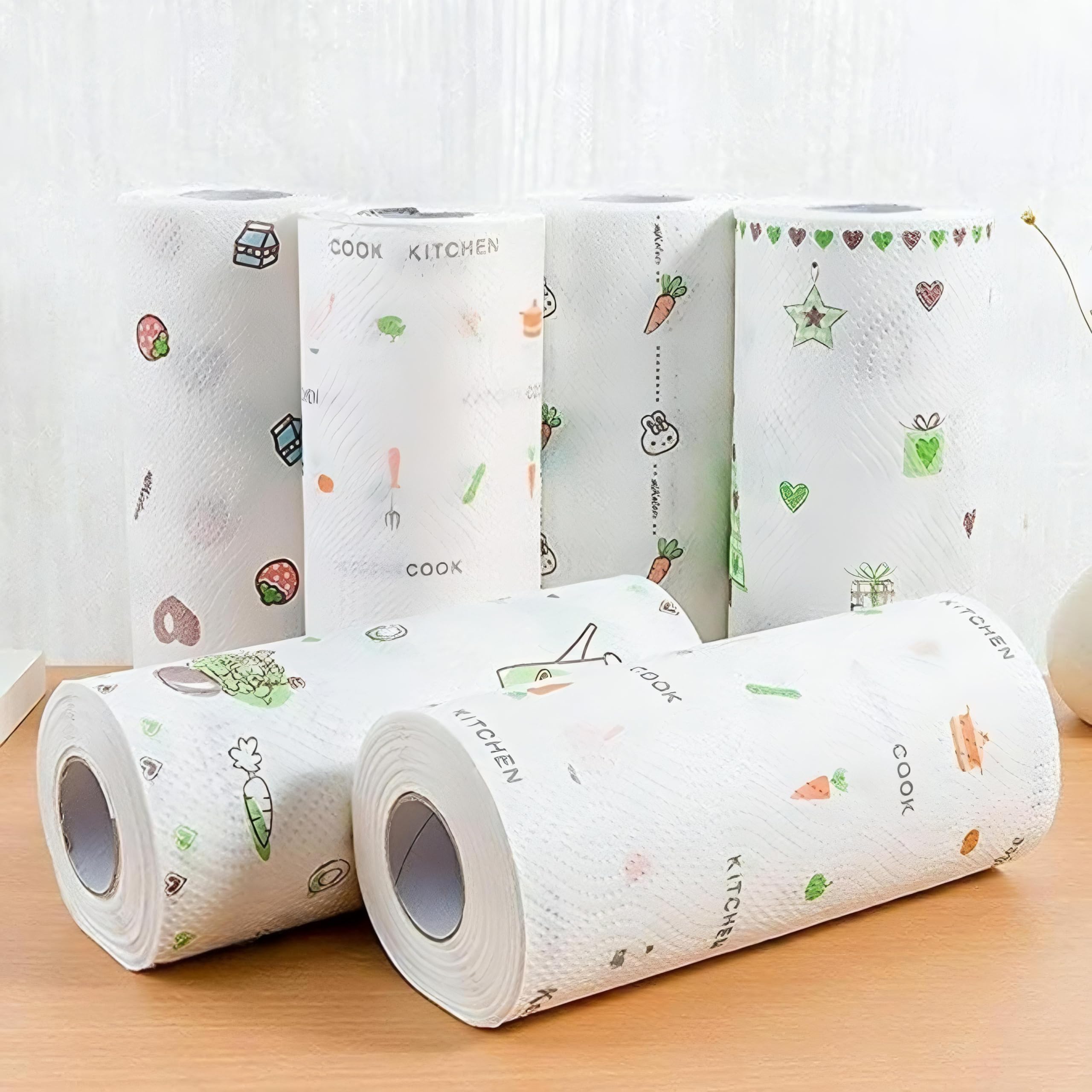 Non Woven Reusable and Washable Kitchen Printed Tissue Roll Non-stick ...