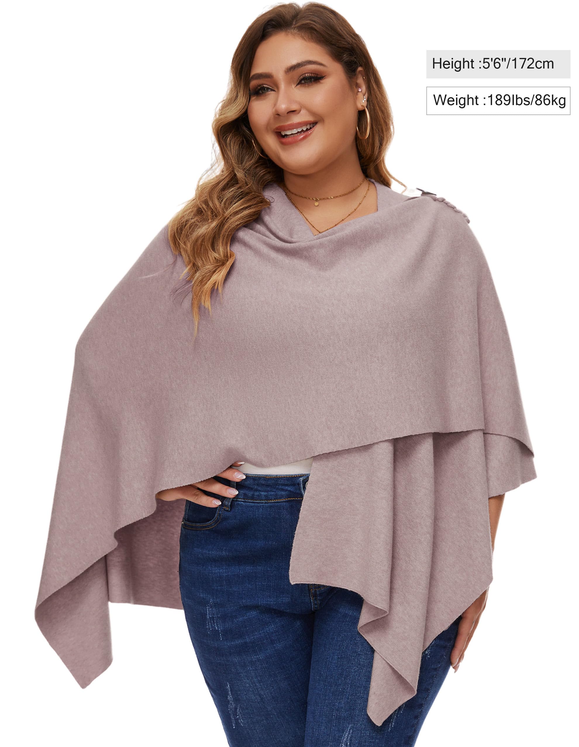 Snapklik.com : Women Elegant Plus Size Shawl Wrap Oversize Button ...