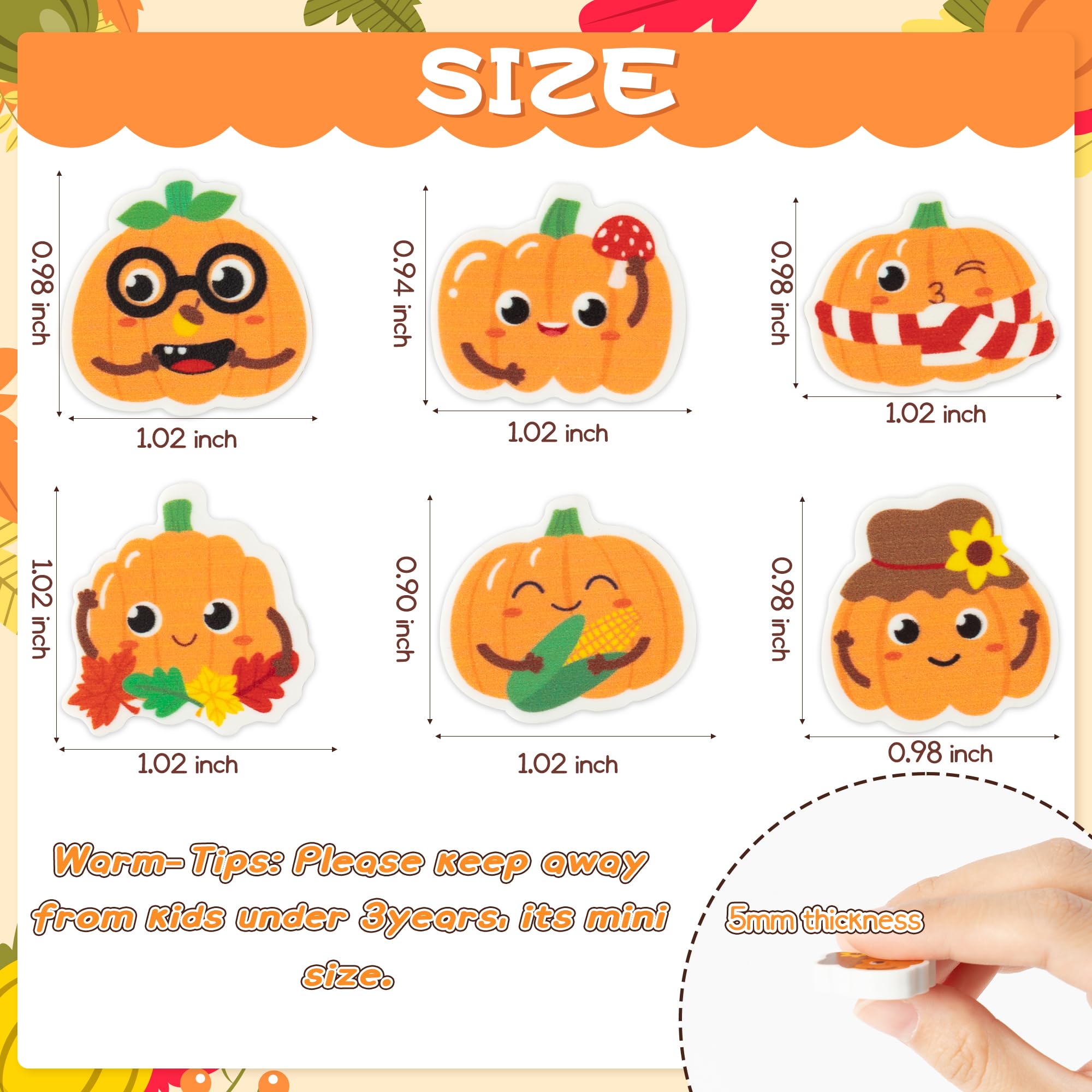 Snapklik.com : Fall Pumpkin Mini Eraser For Kids - 60Pcs Bulk Novelty ...