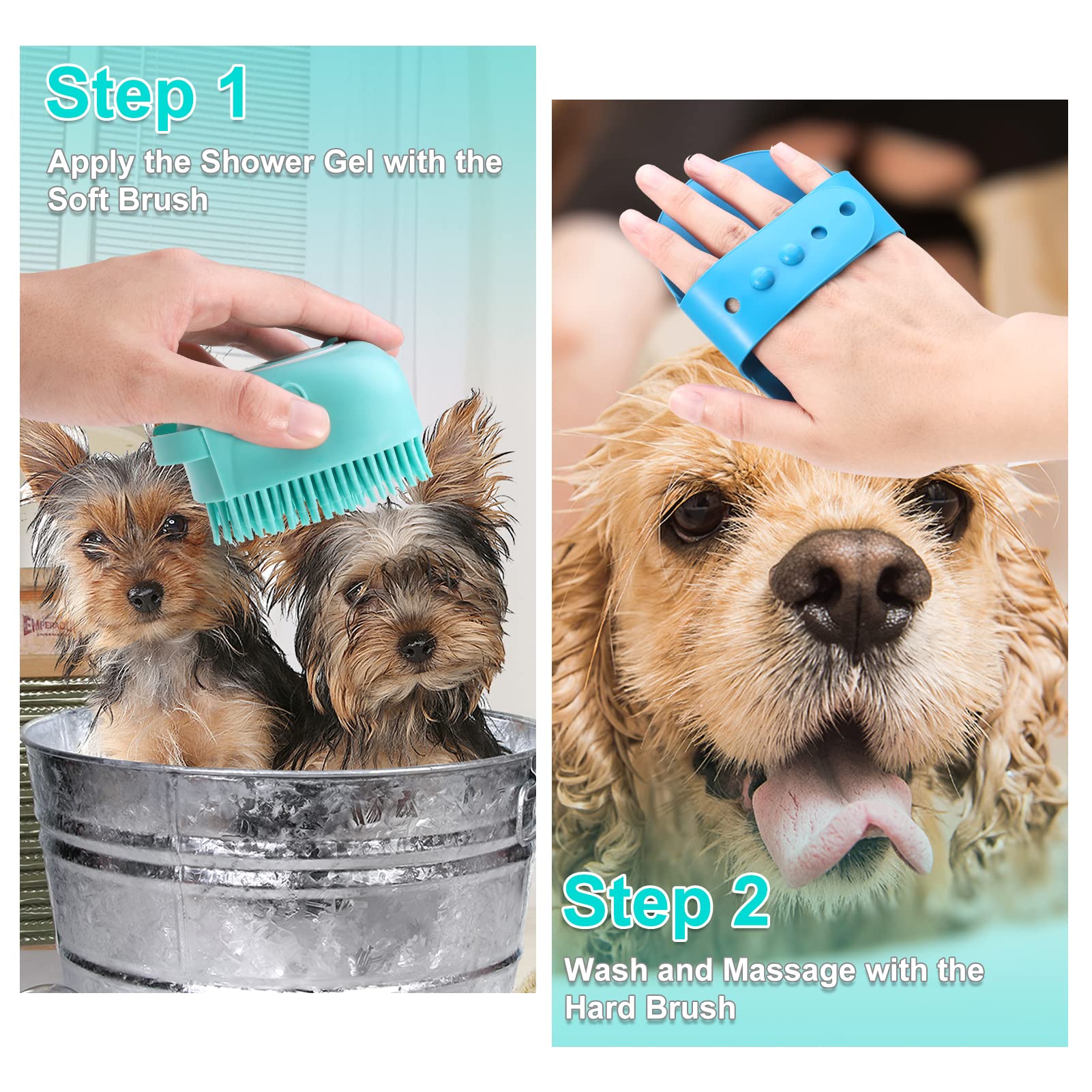 Snapklik.com : 2 Pack Dog Bath Brush, Soft Silicone Shampoo Dispenser ...