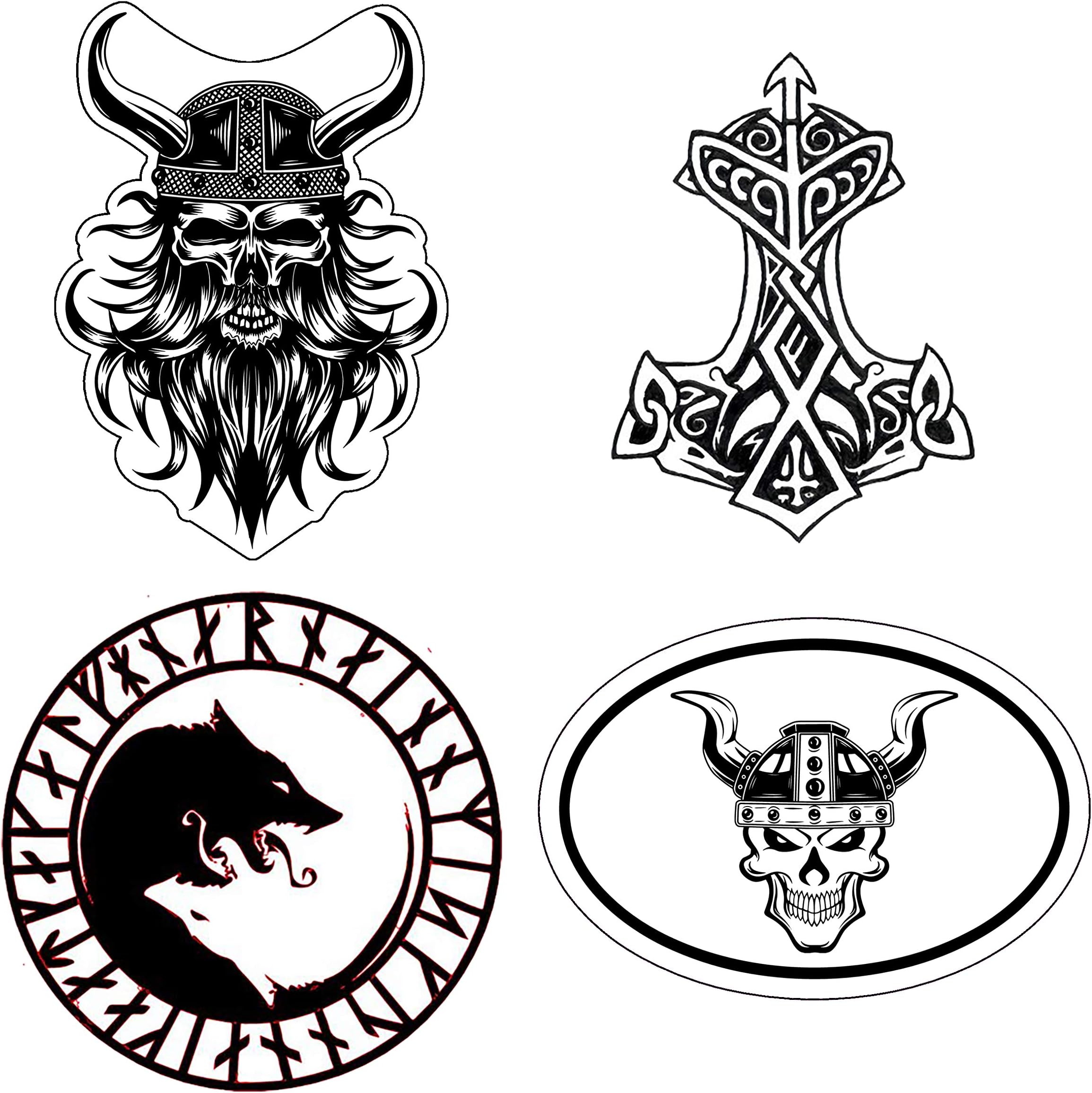 Amazon.com: WickedGoodz 4pc Viking Decal Set - Norse Bumper Stickers ...