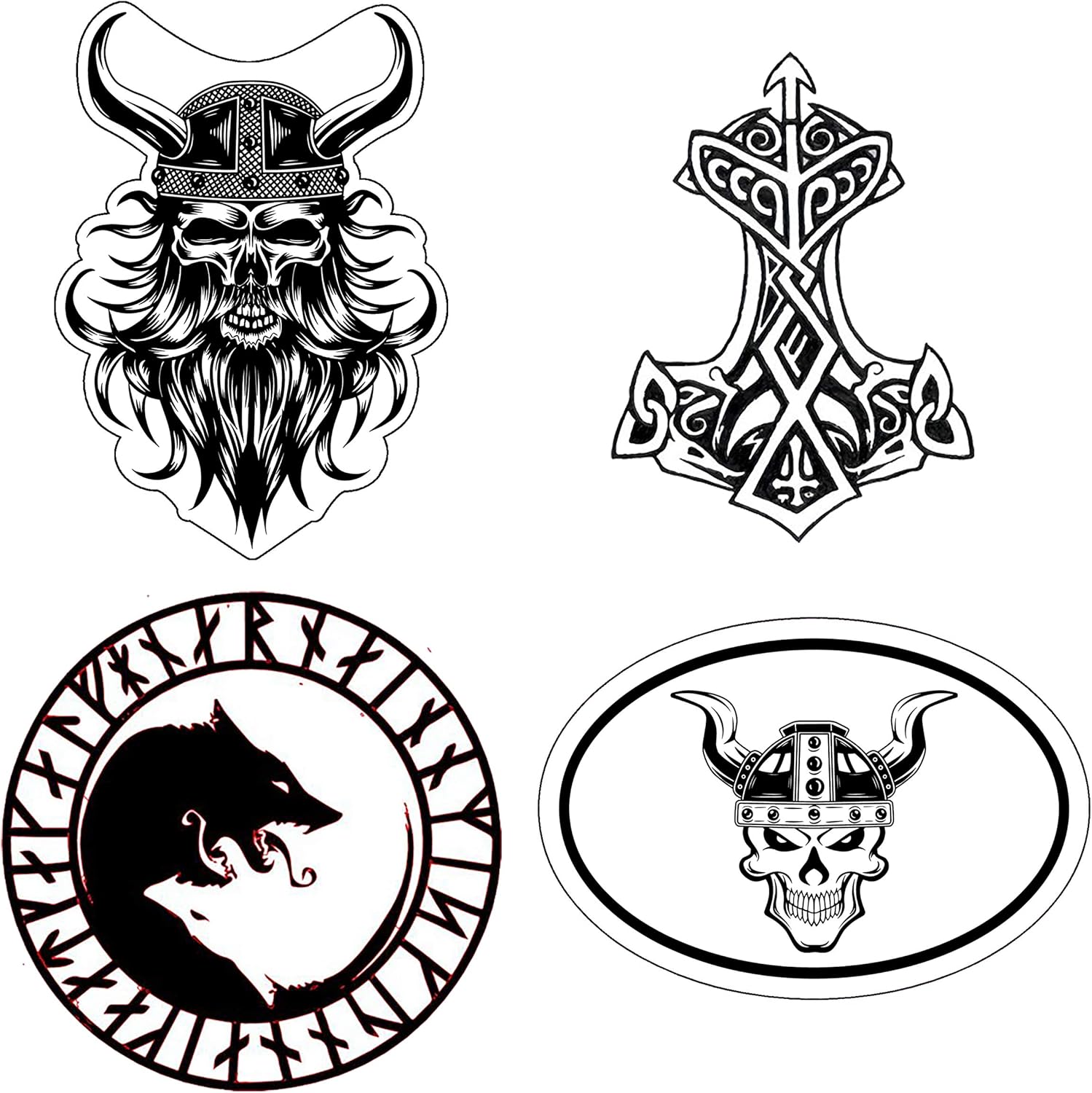 Amazon.com: WickedGoodz 4pc Viking Decal Set - Norse Bumper Stickers ...