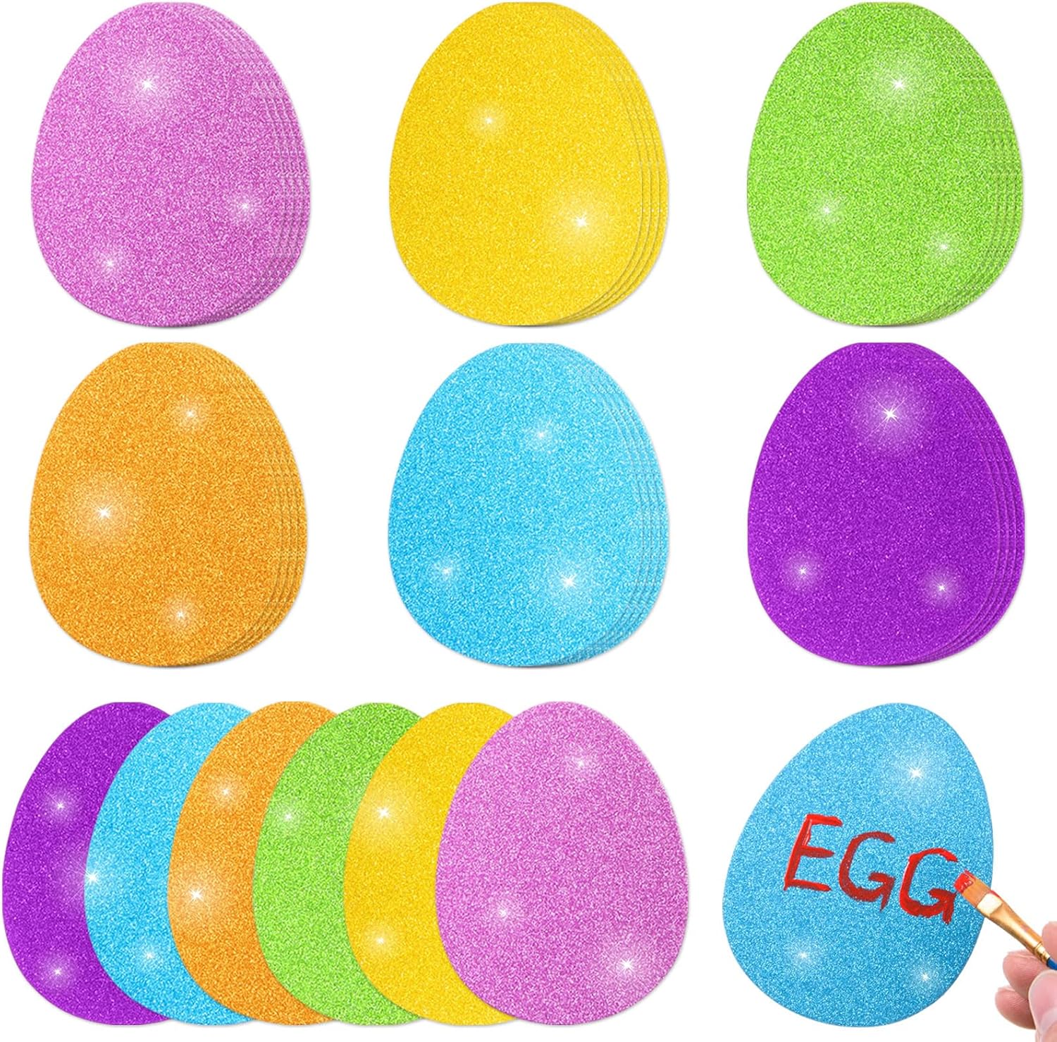 Amazon.com: MixTeach 180 Pcs Glitter Easter Eggs Colorful Paper Egg ...