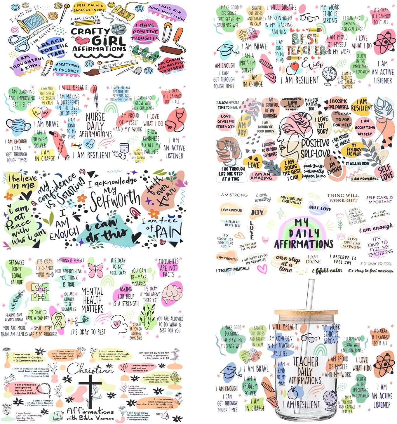 Amazon.com: UV DTF Cup Wrap Transfer Stickers for Glass, 10 Sheets ...