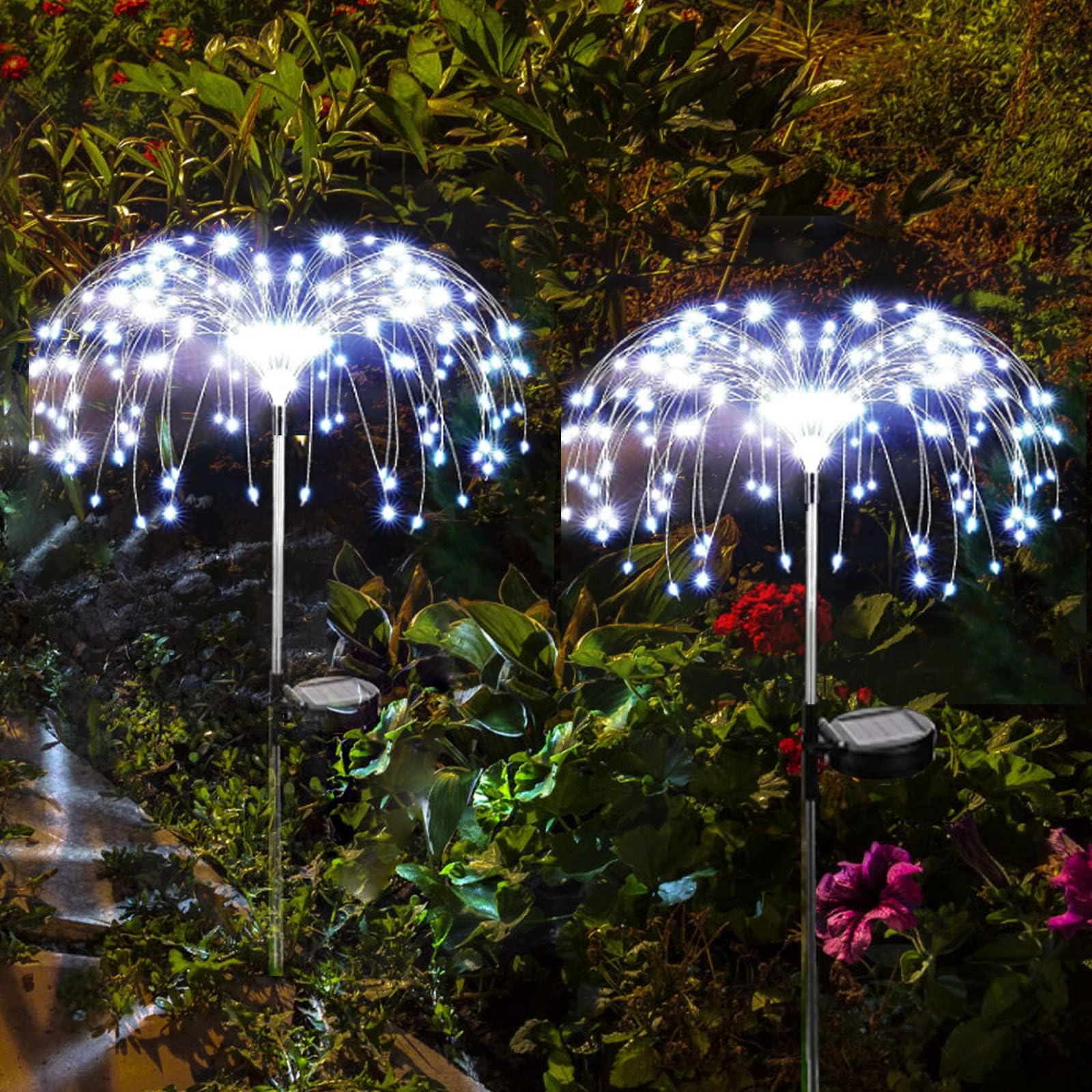 eaaerr Luci Solari da Giardino - 2 Pezzi 120 LED Fuochi d'Artificio ...