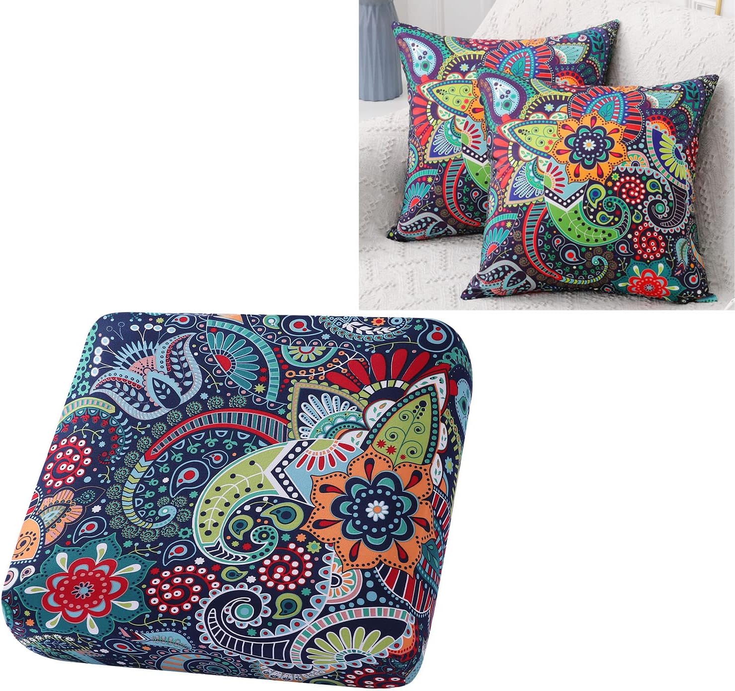 Amazon.com: hyha Printed Sofa Couch Cushion Covers with Elastic Bottom ...