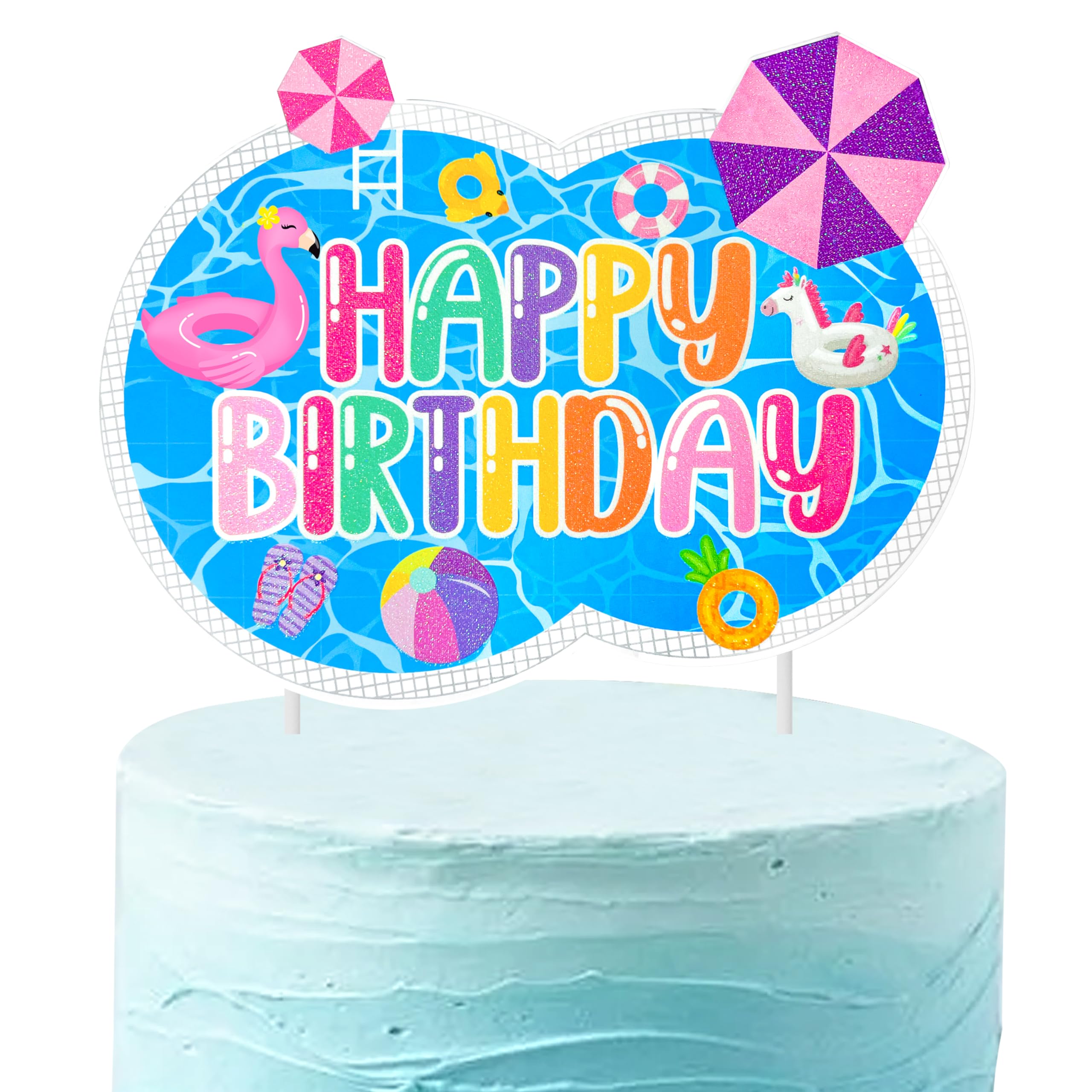 Summer Pool Party Cake Topper Summer Beach Birthday Cake Decorations ...
