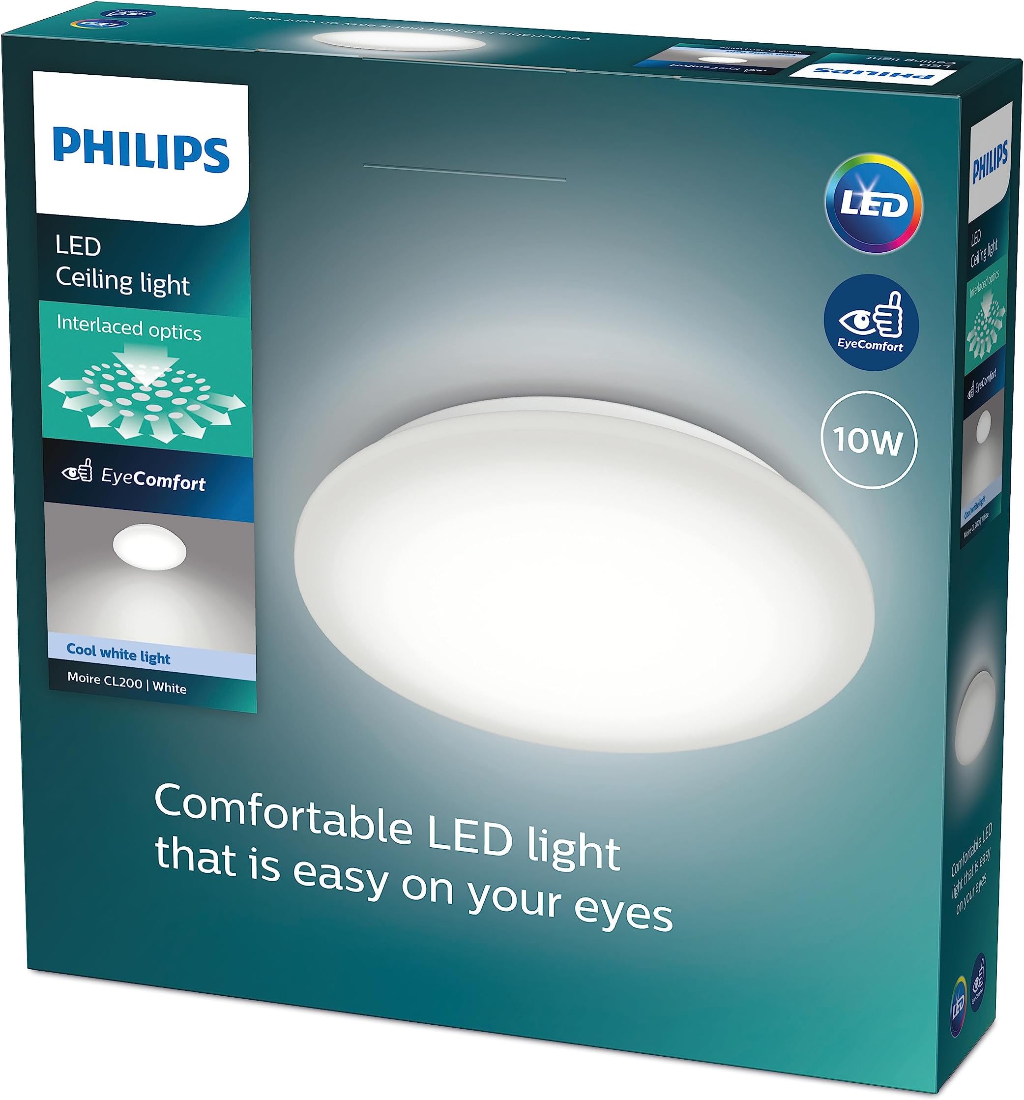 Philips Moire LED CL200 Ceiling Light Round 10W Cool White Light White ...